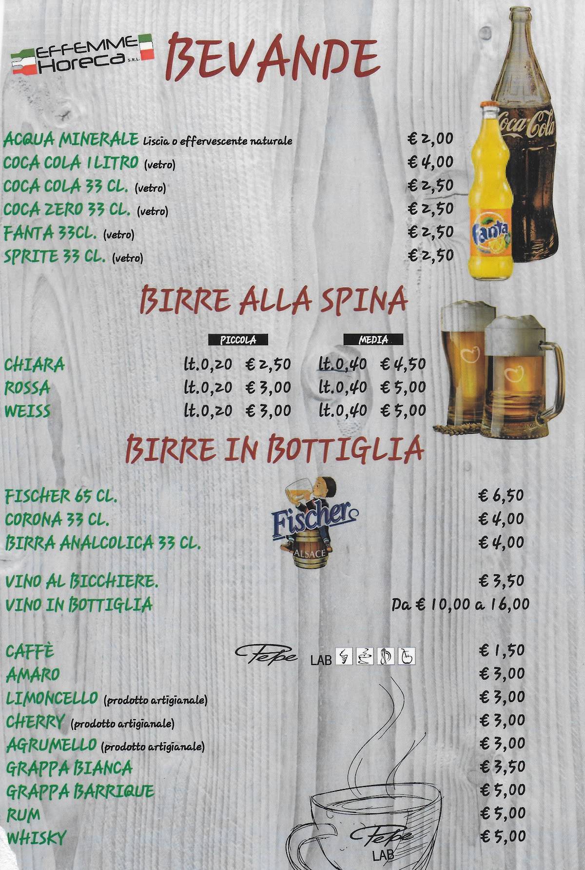 Menu da Antica Ricetta ristorante, Roma