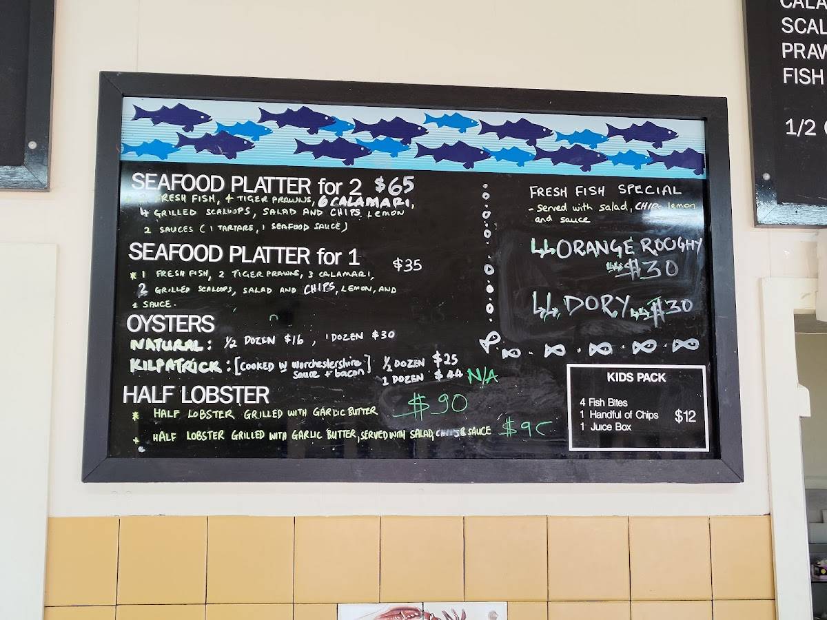 Menu at Apollo Bay Fishermen's Co-Op restaurant, Apollo Bay