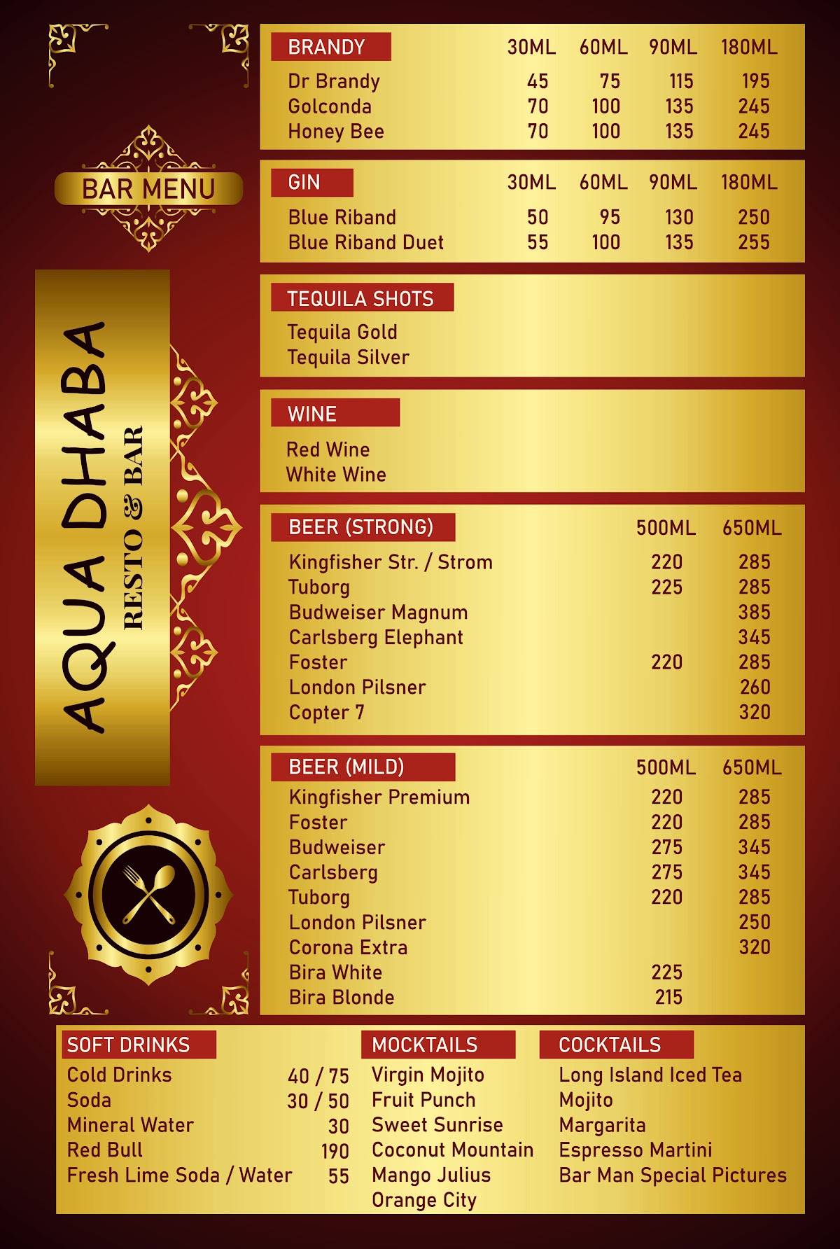 Menu at Aqua Dhaba Best Family Resto BAR Mira Road, Mira Bhayandar