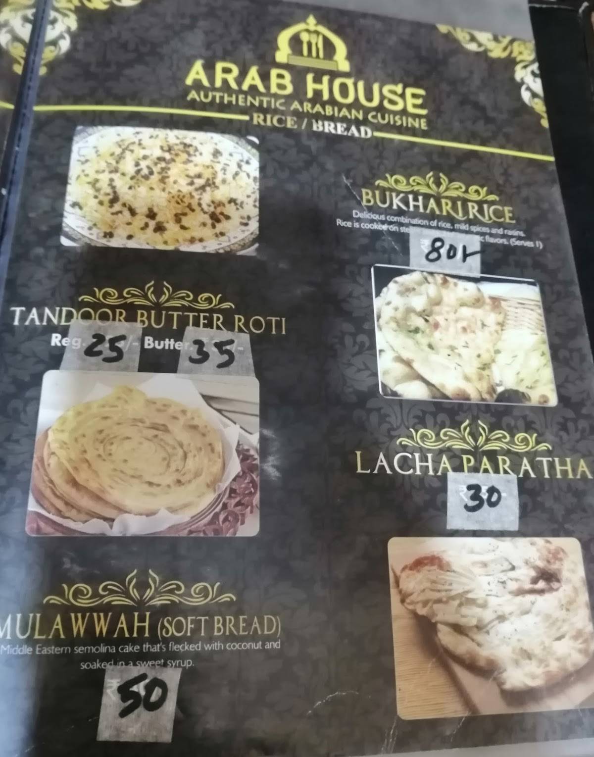 Menu at Arab house Restaurant, Hyderabad