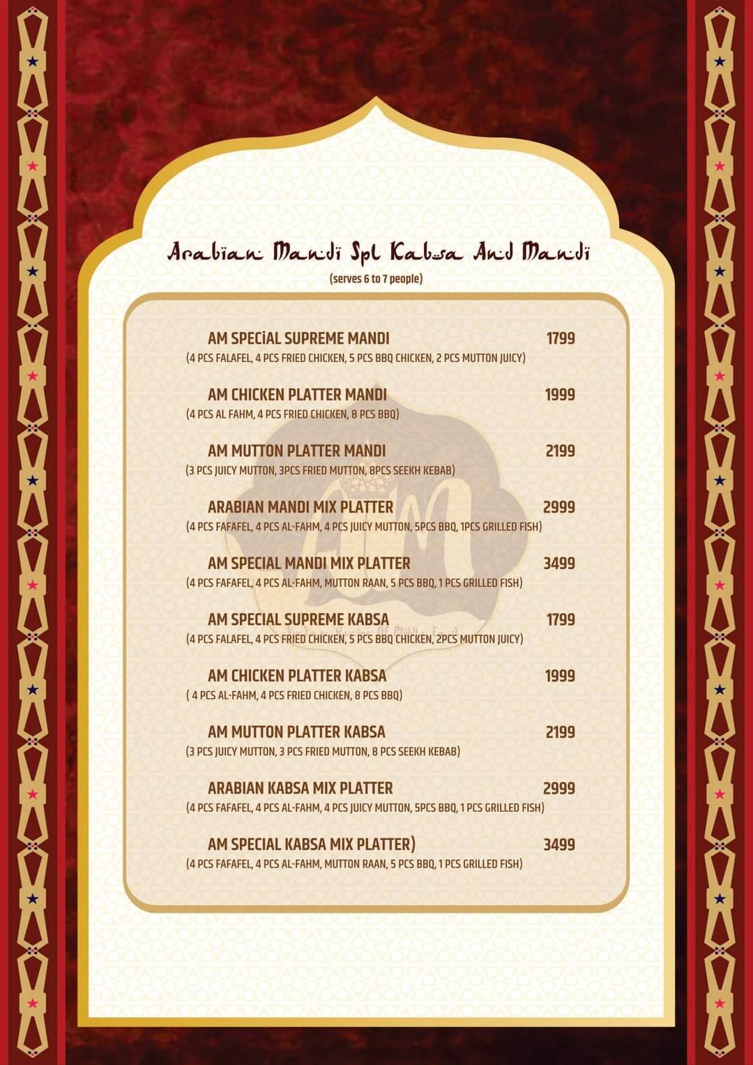Menu at Arabian Mandi - Best Hyderabadi Restaurant, Pimpri-Chinchwad ...