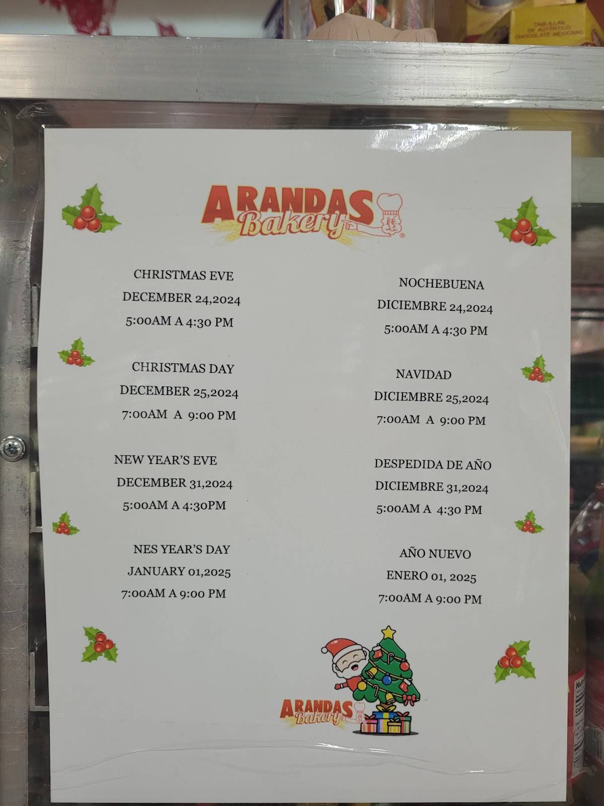 Menu at Arandas Bakery, Houston, Gulf Fwy