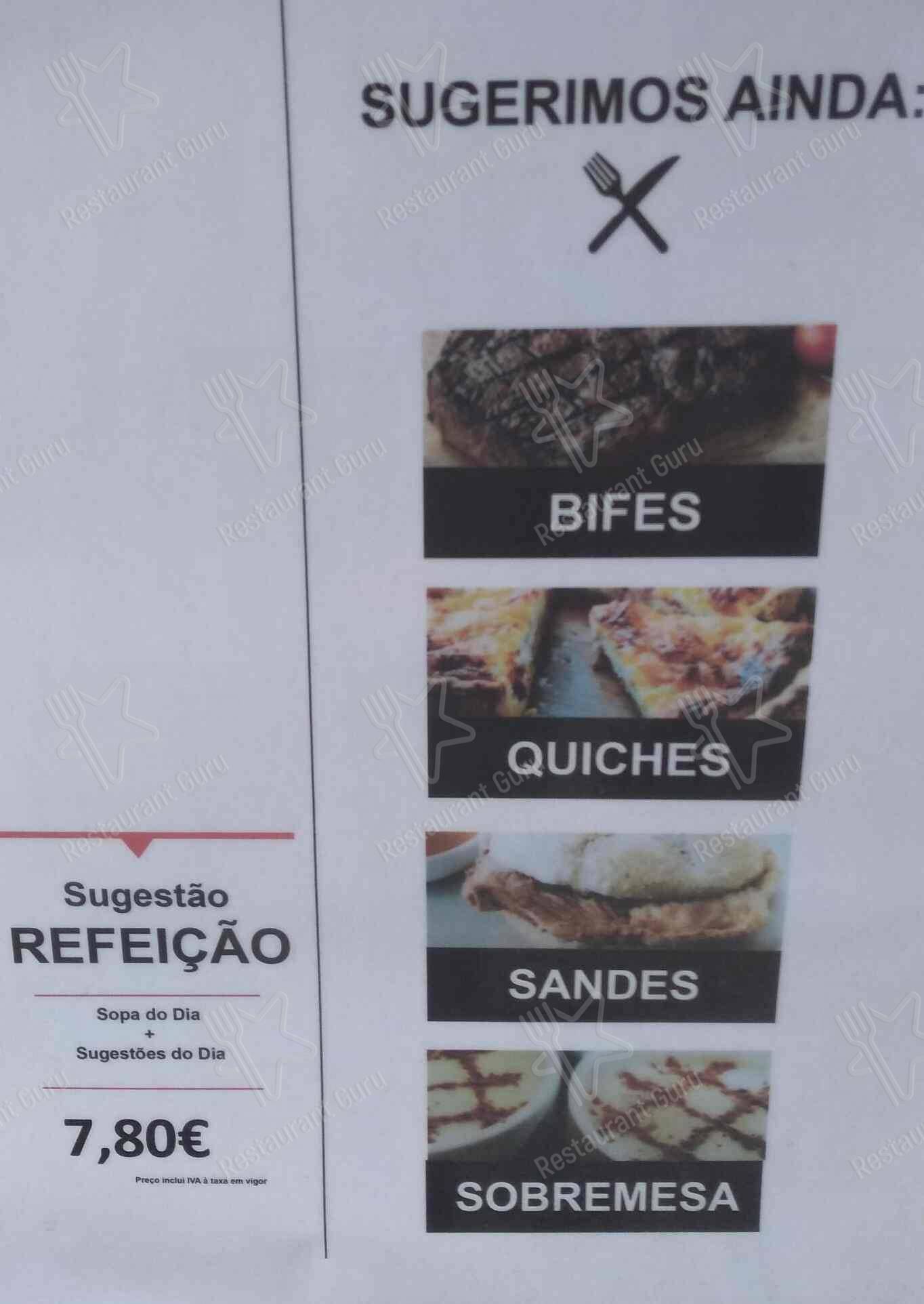 Menu at Caffee Arena cafe, Lisbon