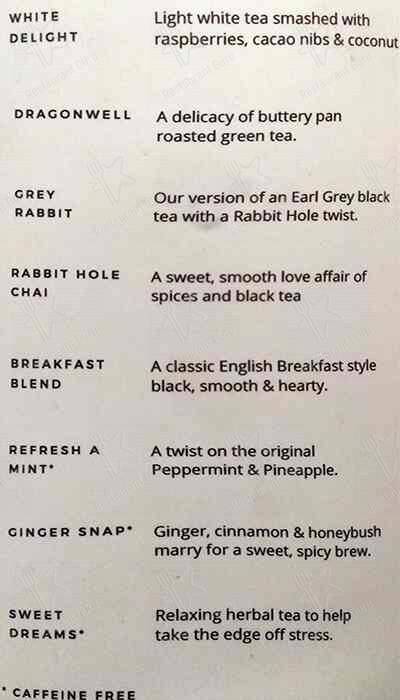 Menu at Aroma Espresso restaurant, Sydney