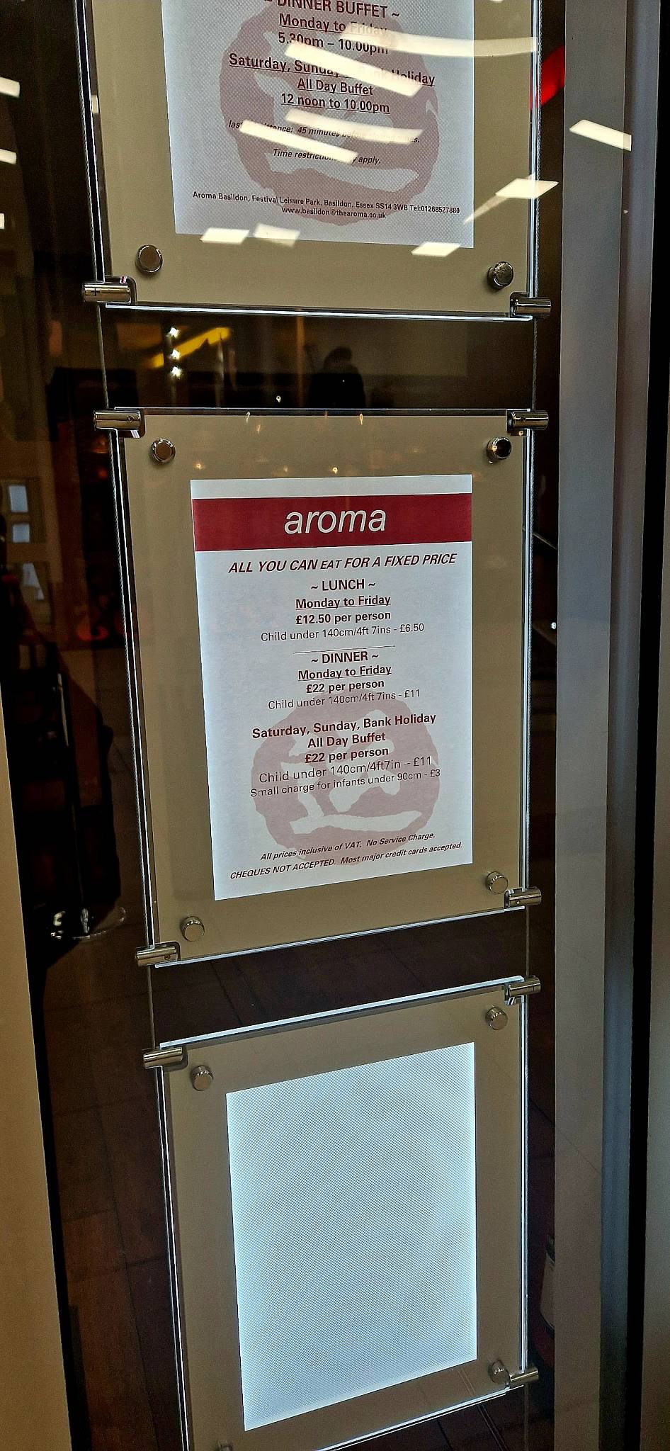 Menu at Aroma Restaurant, Basildon