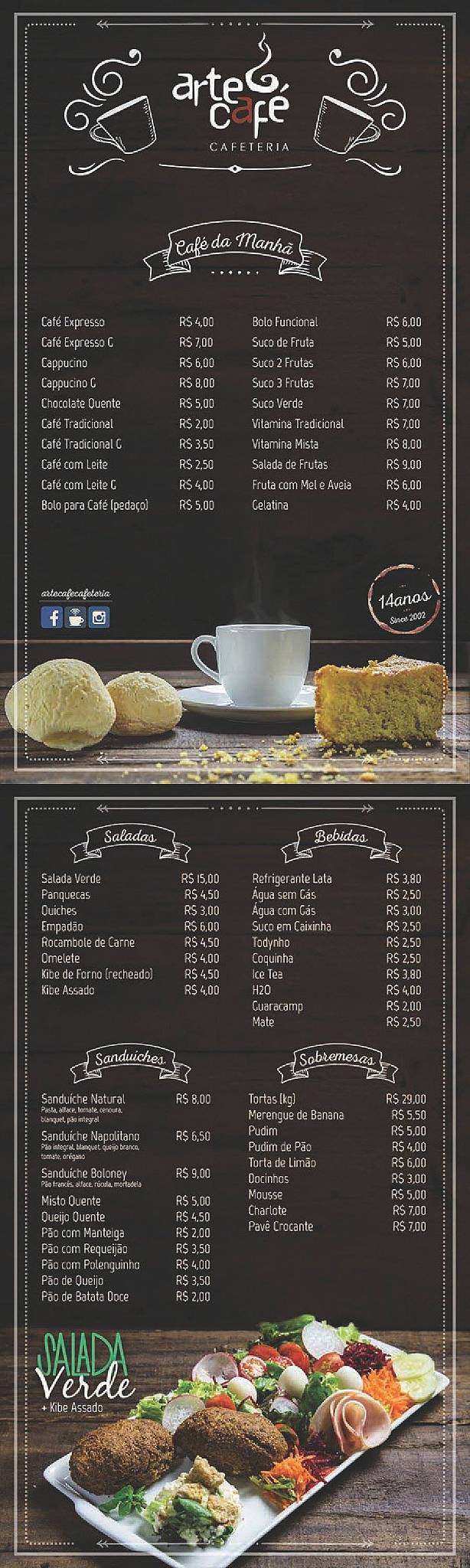 Menu em Arte Café, Angra dos Reis, Rua Coronel Carvalho