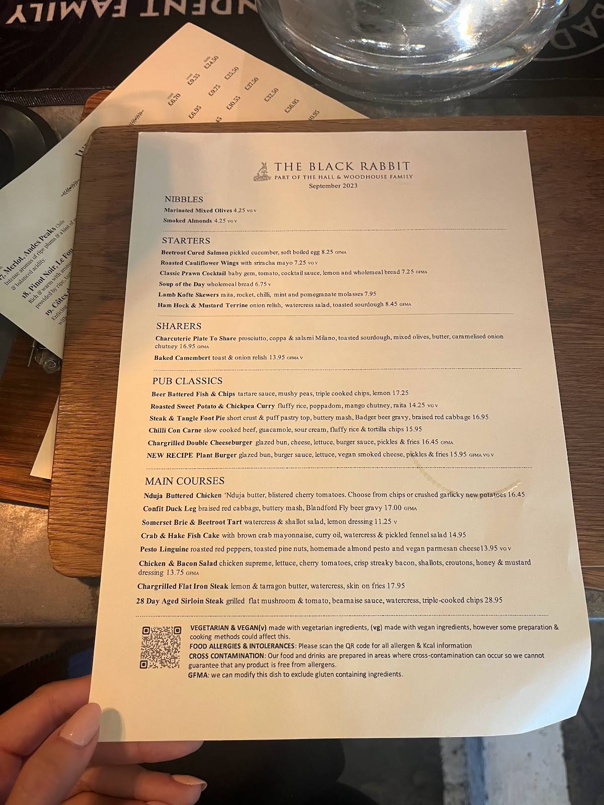 Menu at The Black Rabbit pub & bar, Arundel