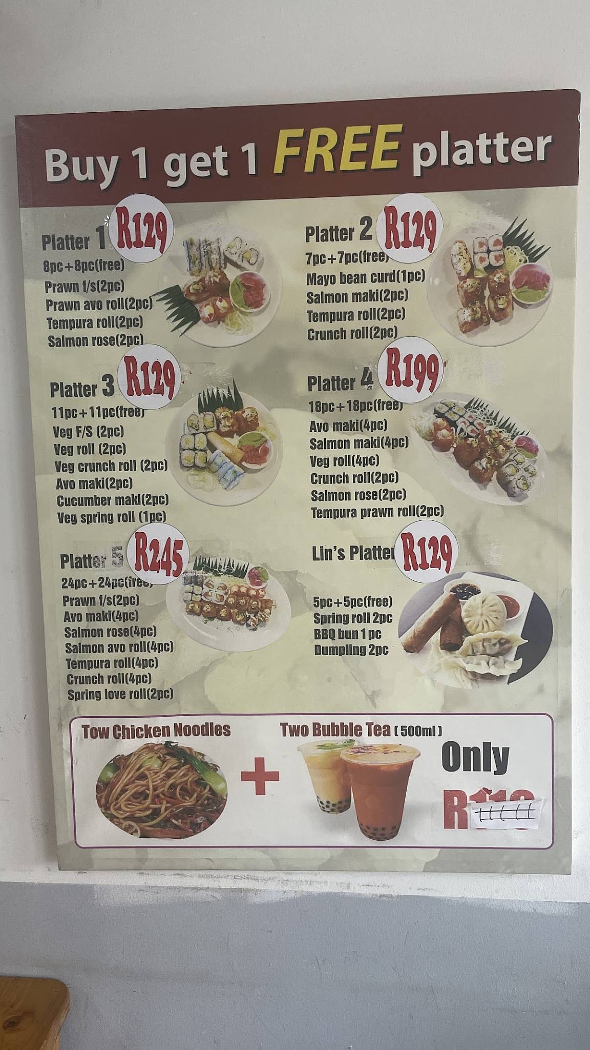 Menu at Asami's House Rosmead restaurant, Cape Town, 15 Carlton Rd