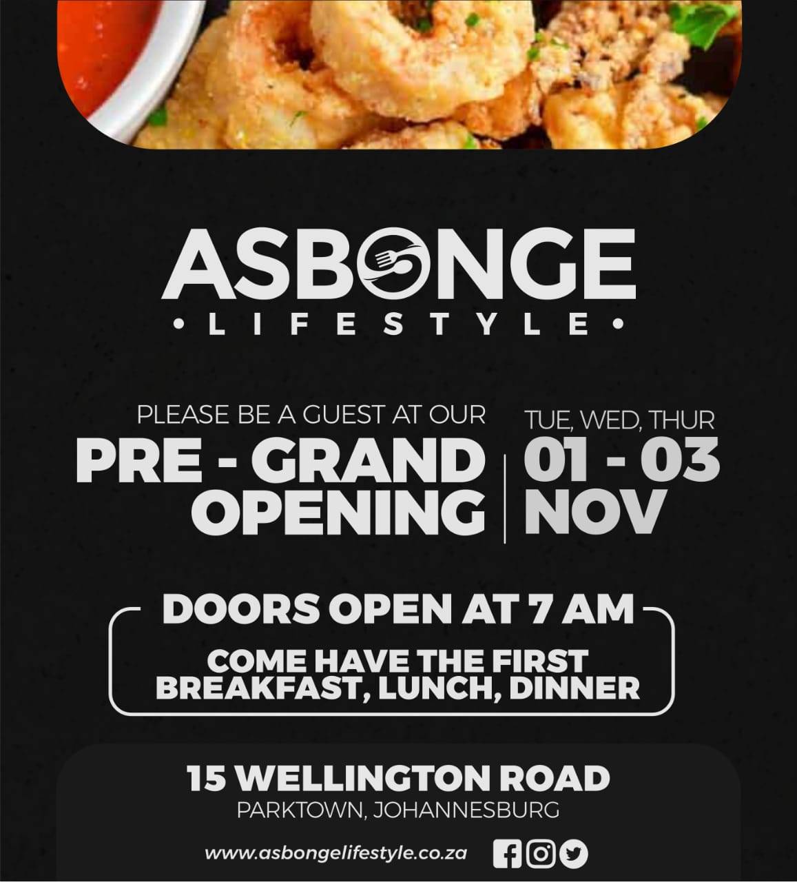 Menu at Asbonge Lifestyle, Johannesburg