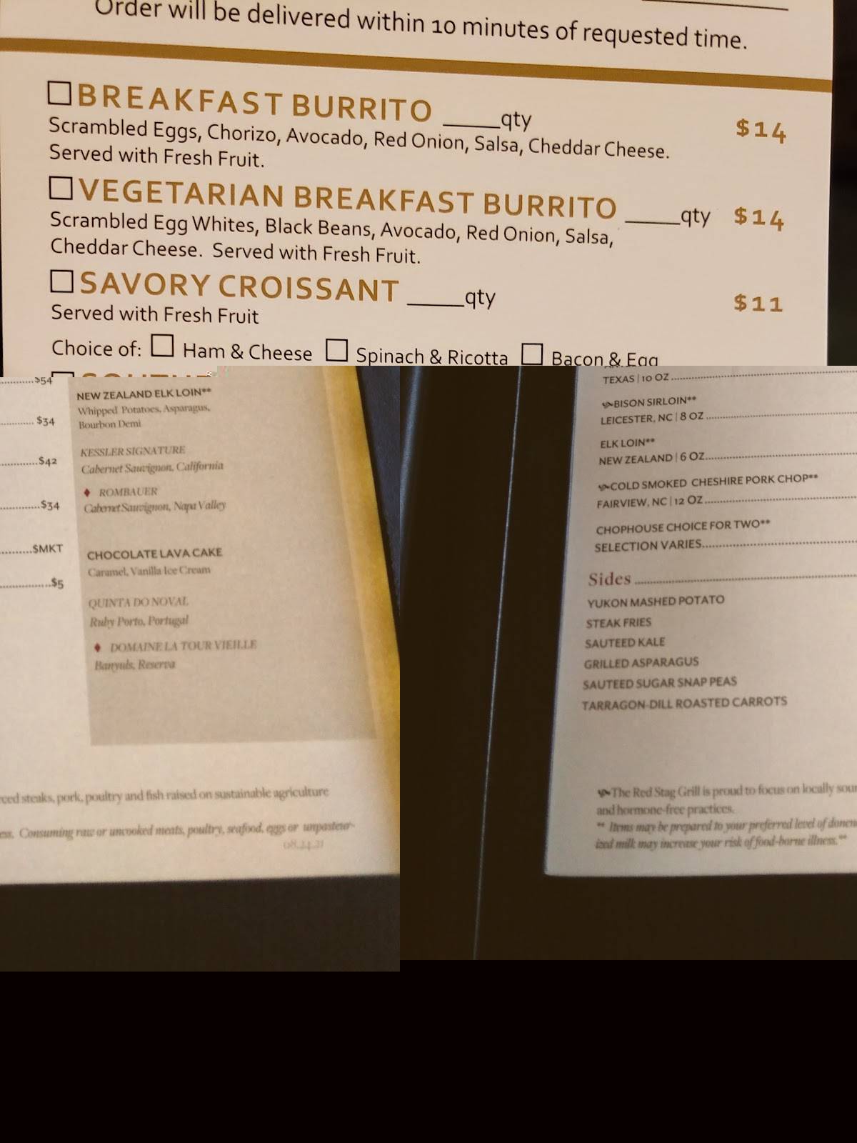Menu at Red Stag Grill restaurant, Asheville