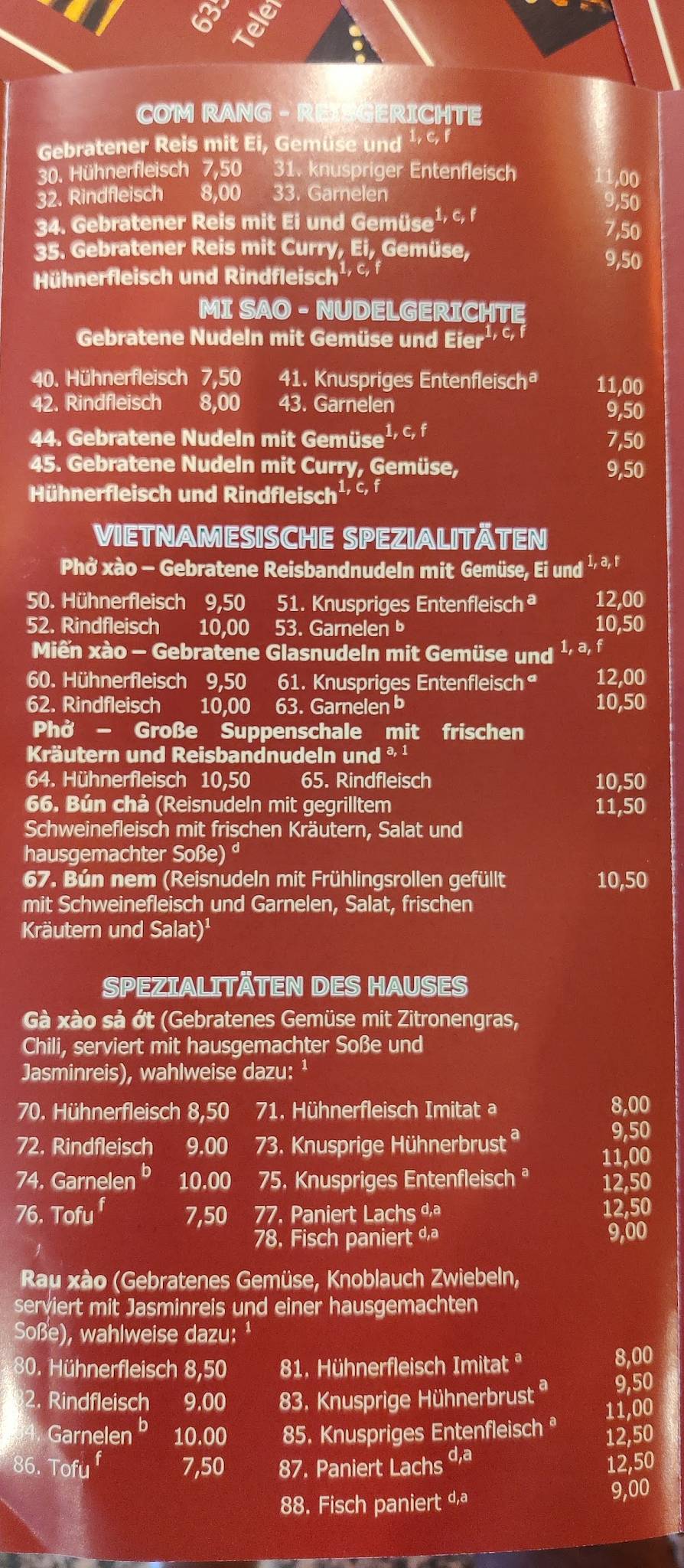 Speisekarte von Asian Vietnam-Japan restaurant, Freigericht