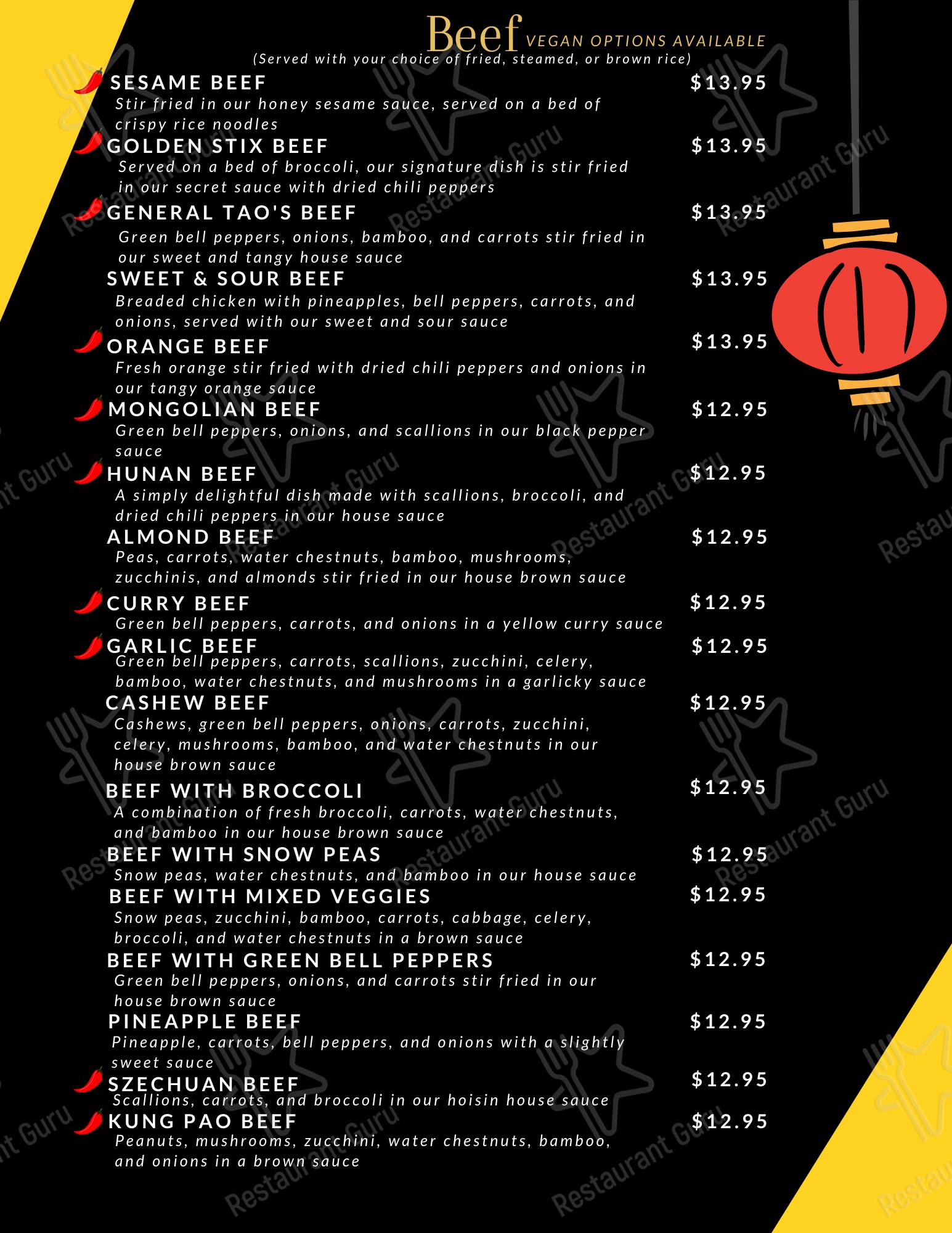 Menu at Golden Stix restaurant, Conifer