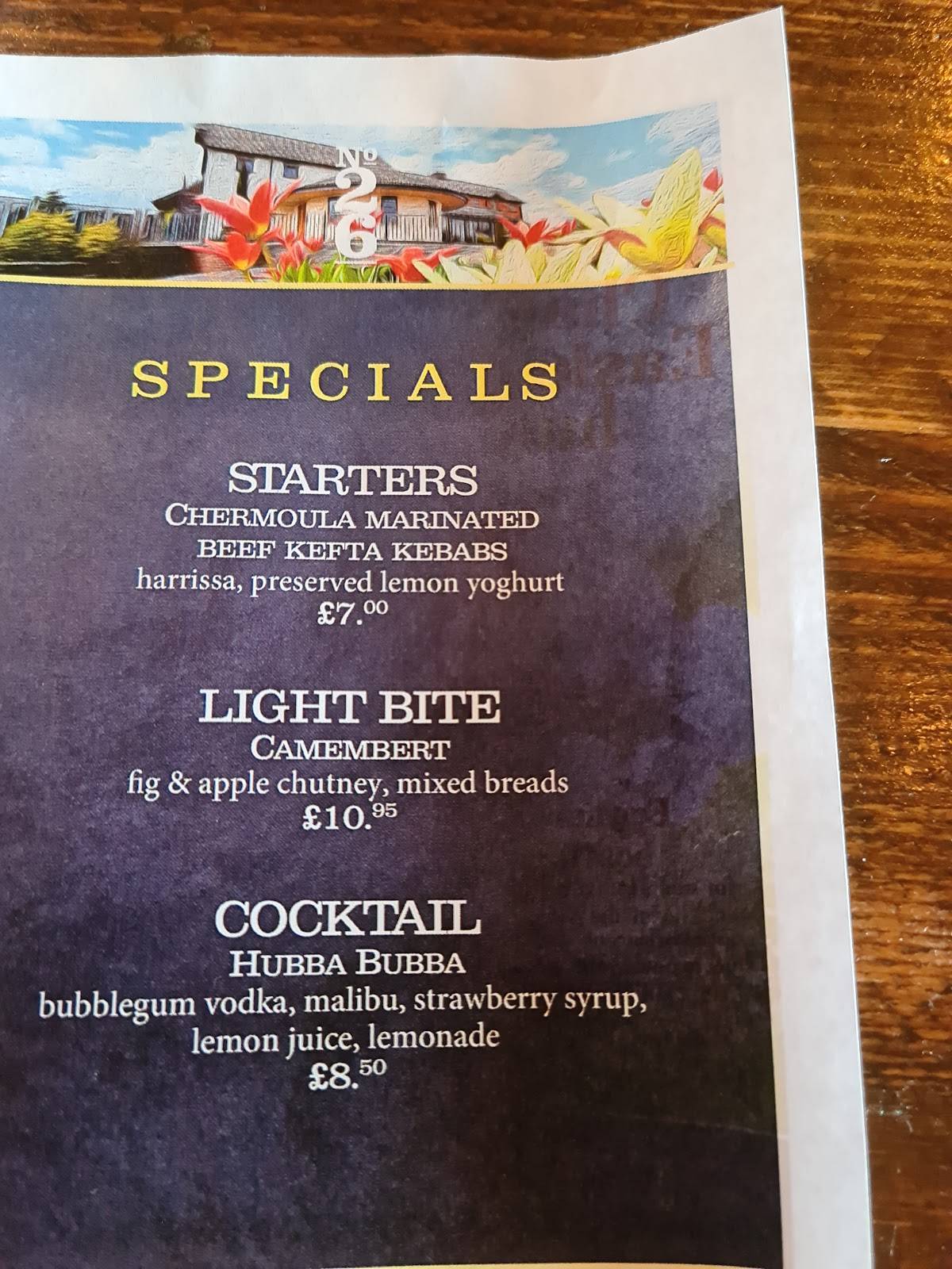 Menu at Aston Marina restaurant, Stone, Lichfield Road