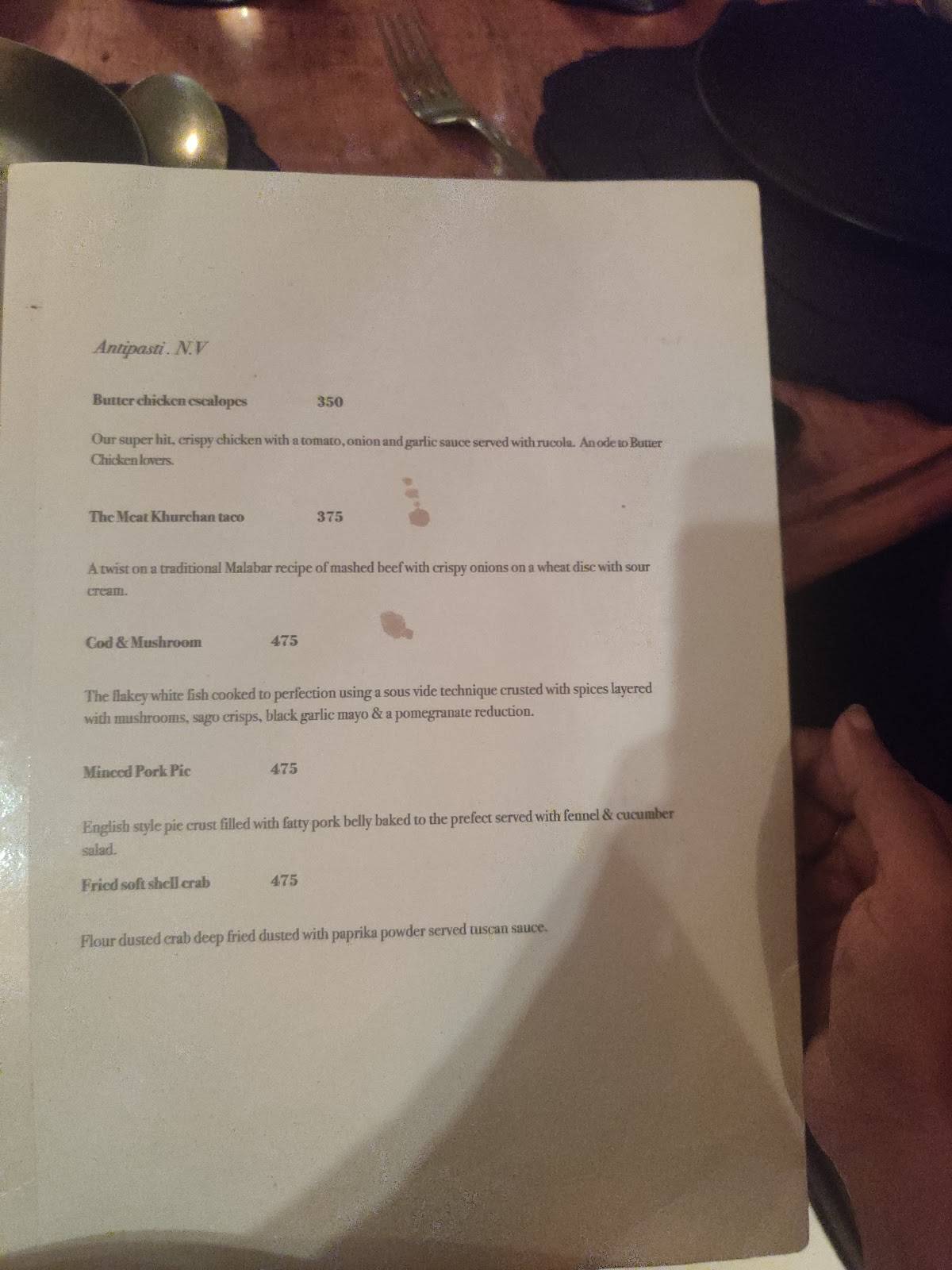 Menu at Asvah 24, Chennai, 4/24