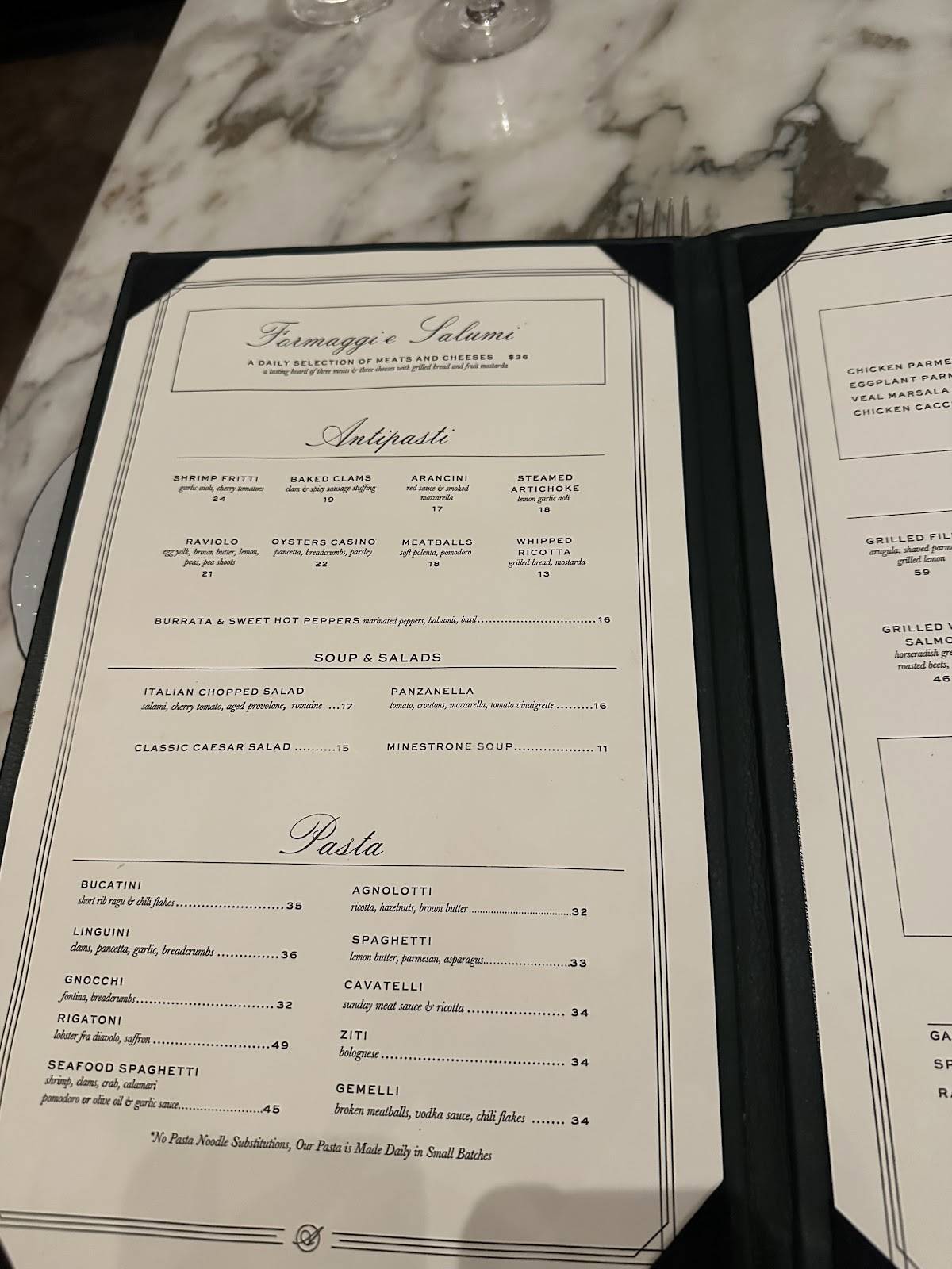 Menu at Angeline by Michael Symon restaurant, Atlantic City