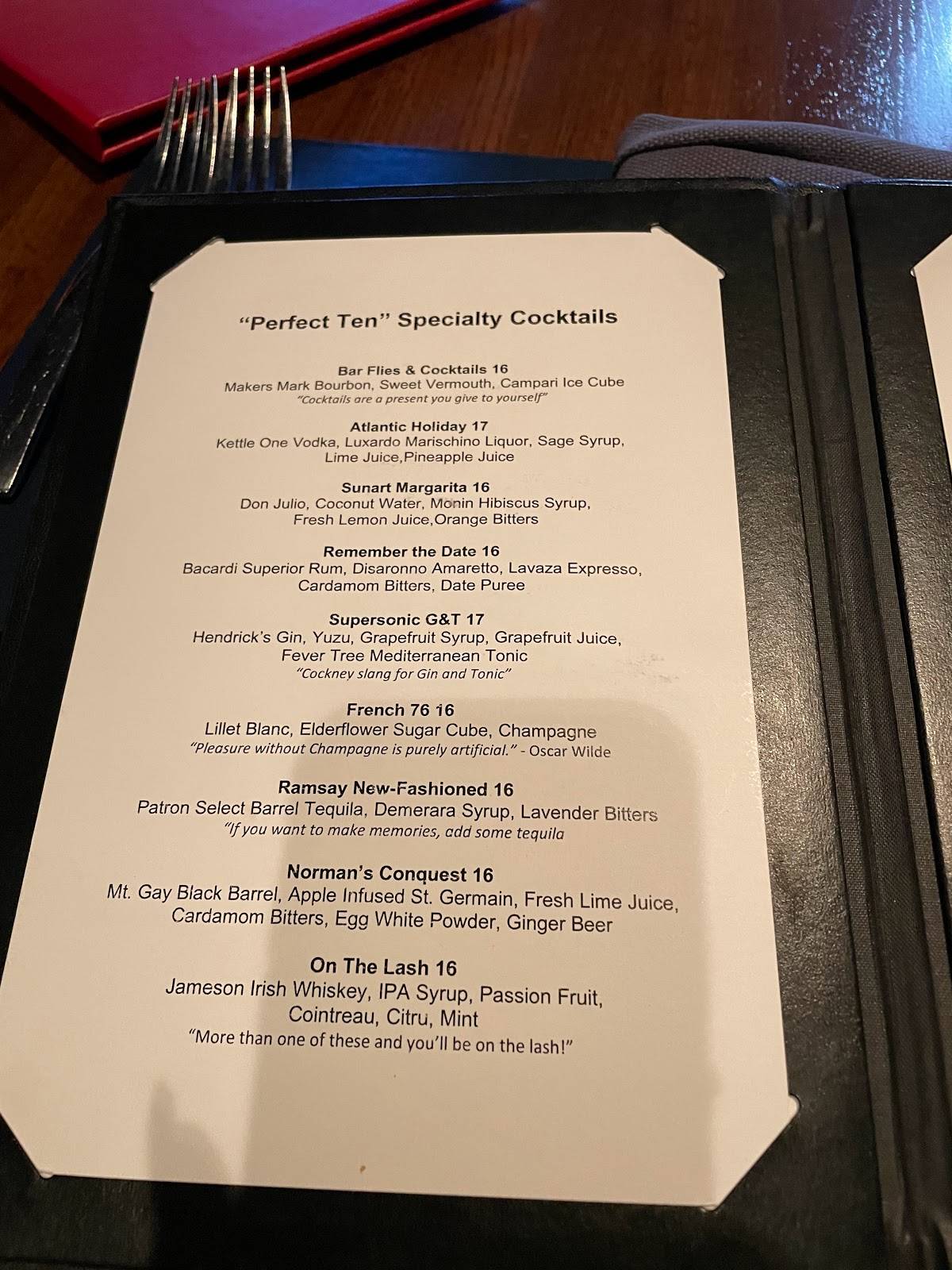 Menu at Gordon Ramsay Steak steakhouse, Atlantic City