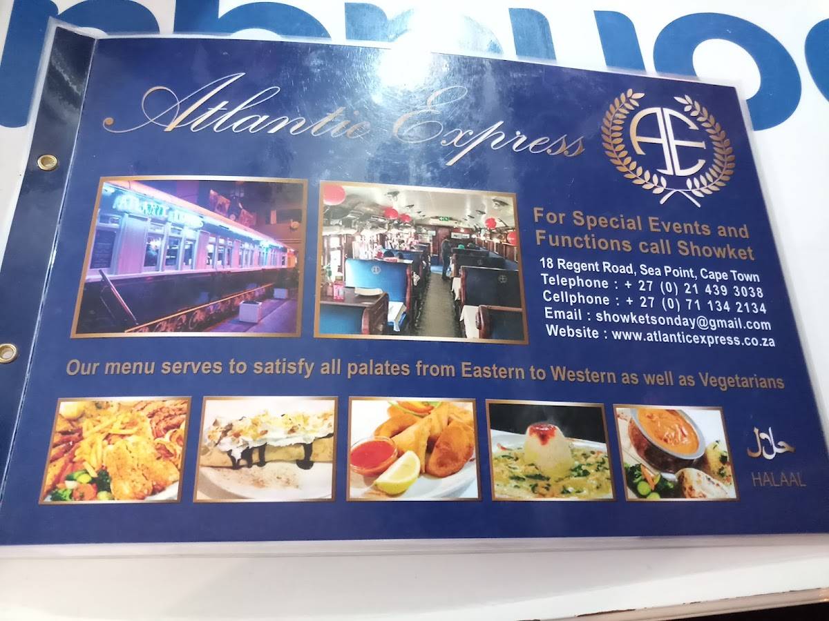 Menu at Atlantic Express Train Restaurant, Cape Town
