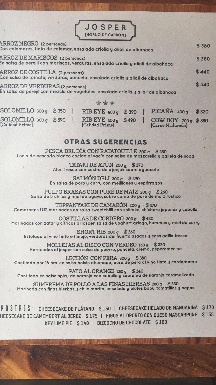 Menu at Atrio Restaurant, San Miguel de Allende