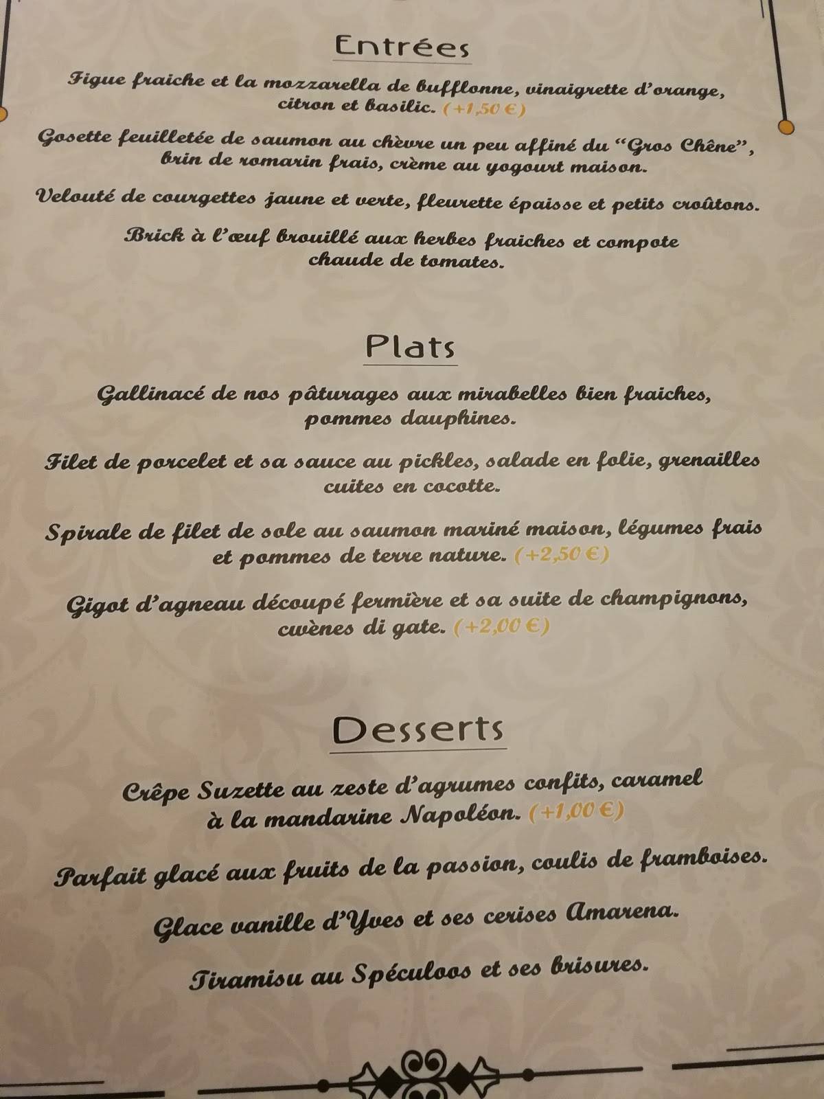 Menu au Au Treize, Neupré