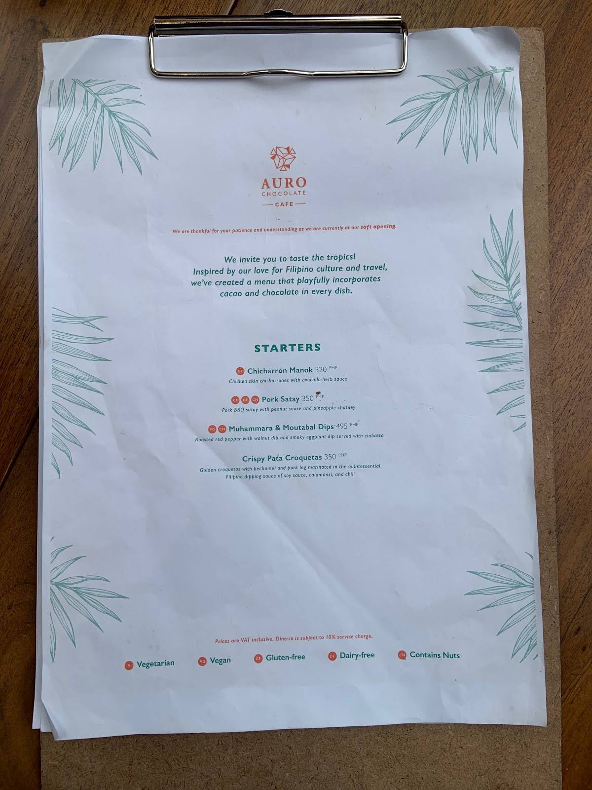 Menu at Auro Chocolate Cafe - BGC Flagship, Taguig