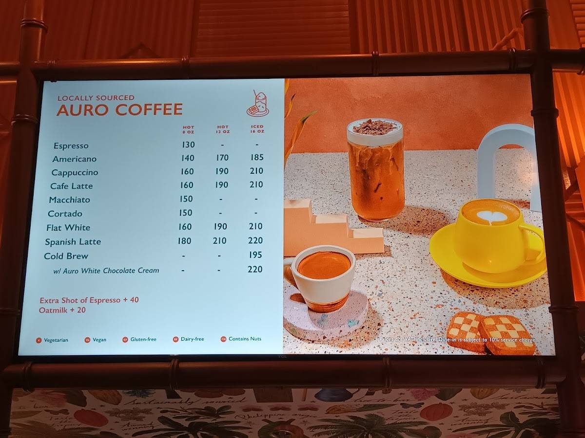 Menu at Auro Chocolate Cafe - BGC Flagship, Taguig