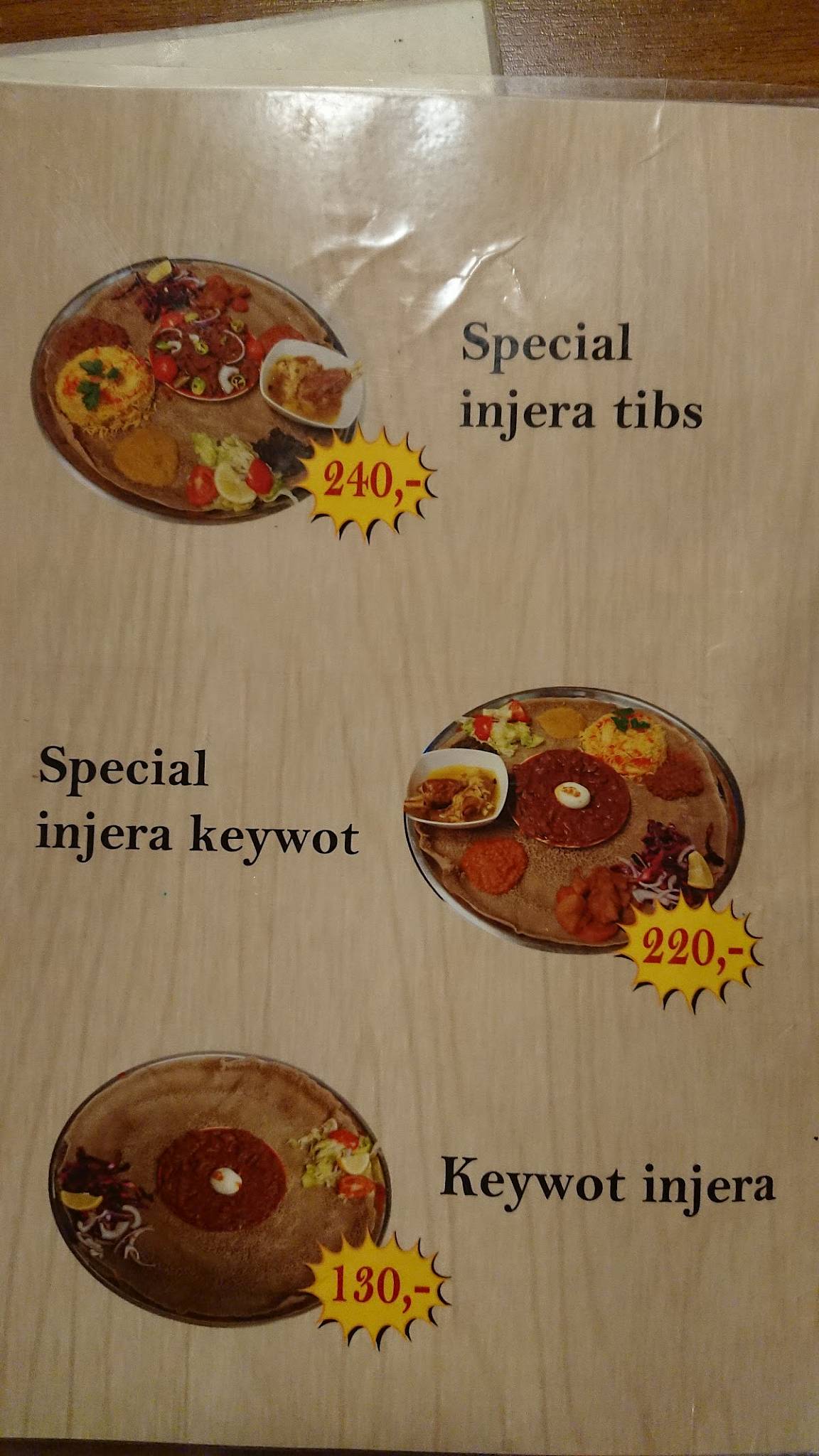 Menu at Azadi Restaurant, Oslo