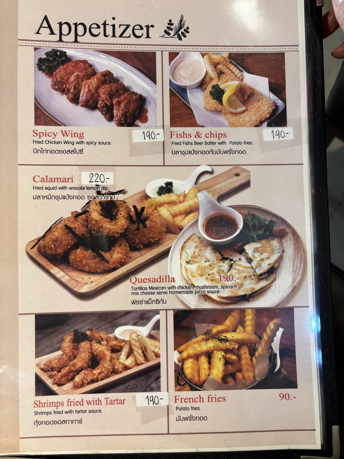 Menu at B-STORY cafe, Bangkok