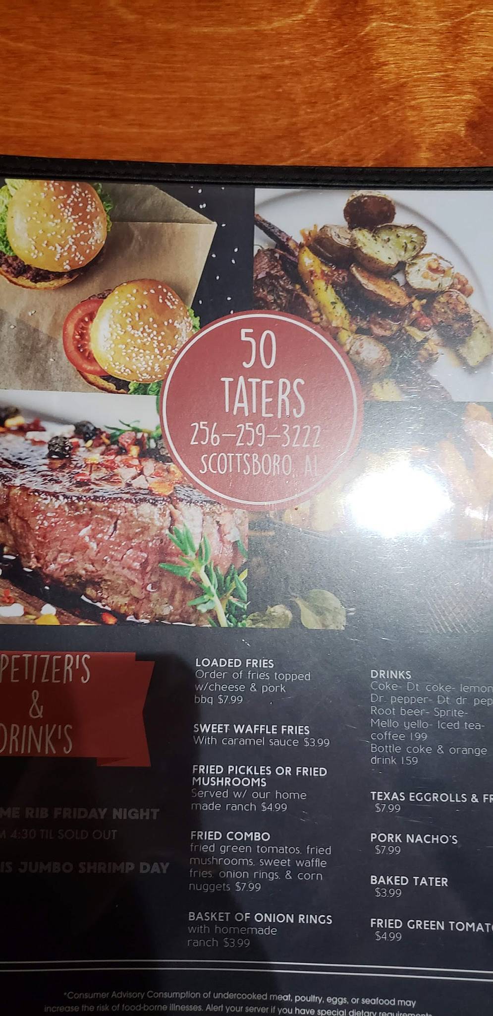 Menu at 50 Taters BBQ, Scottsboro, County Park Rd