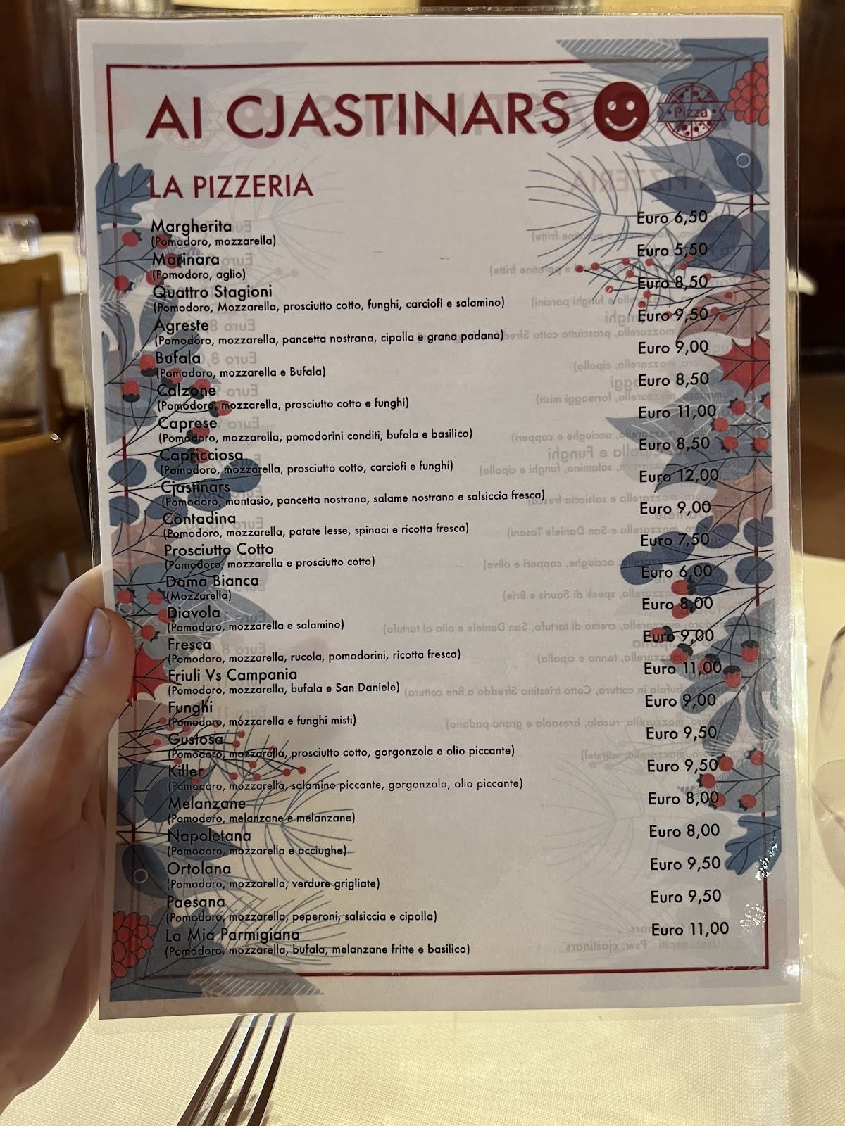 Menu da Trattoria Ai Cjastinars ristorante, Villa Vicentina