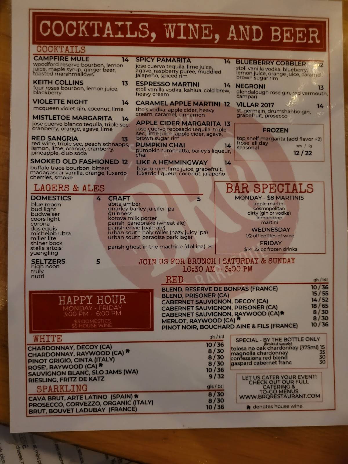 Menu at BRQ Seafood and Barbeque, Baton Rouge
