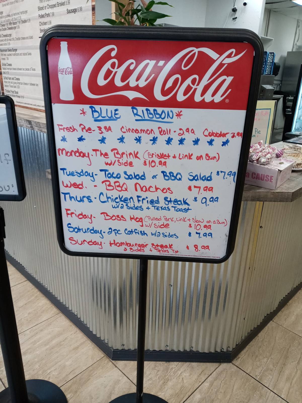 Menu at Blue Ribbon BBQ & Diner, Roland