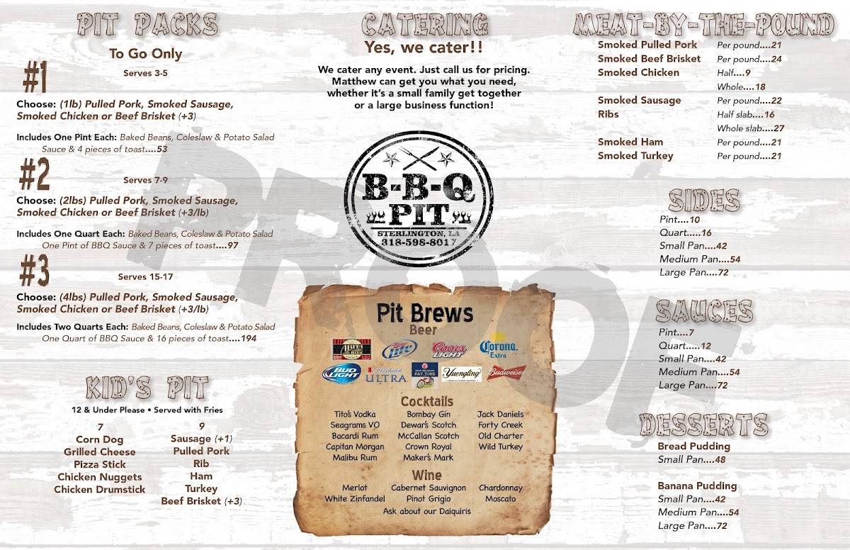 Menu at BBQ Pit, Monroe, 8825 US-165 Suite 4