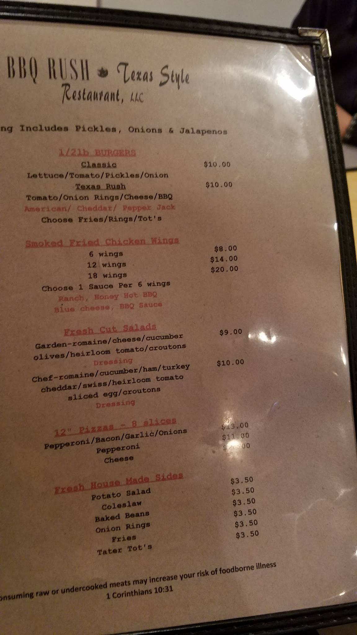 Menu at BBQ Rush, Tucson, S Country Club Rd