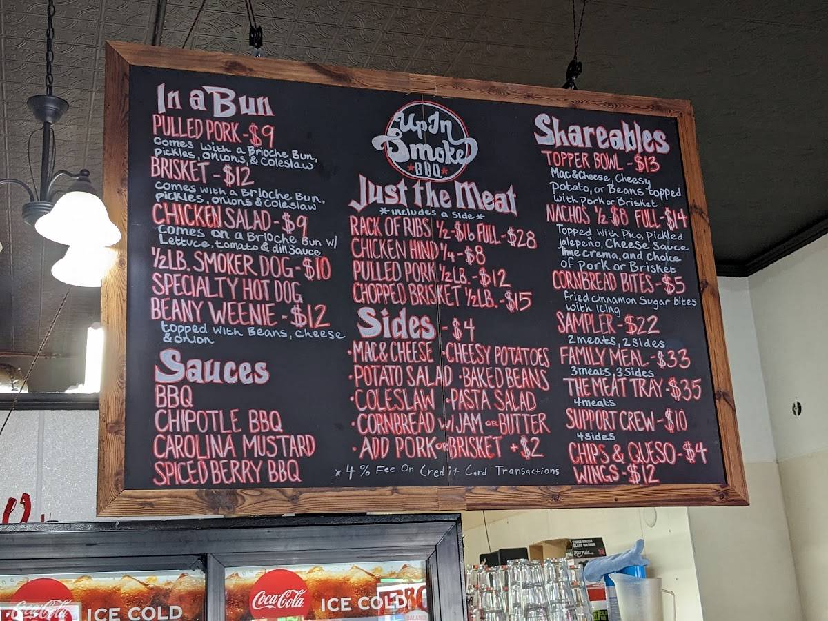 Menu at Up In Smoke BBQ, Cedar Rapids