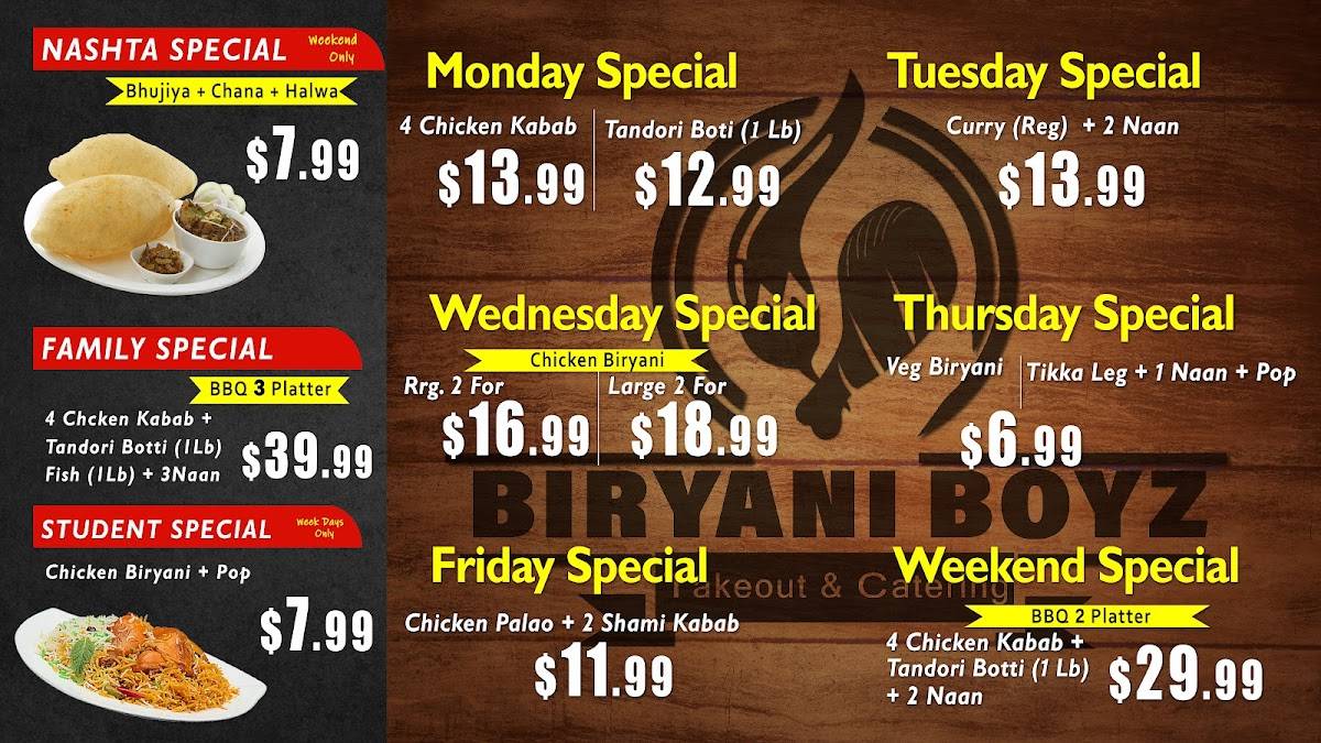 Menu at BIRYANI BOYZ restaurant, Milton
