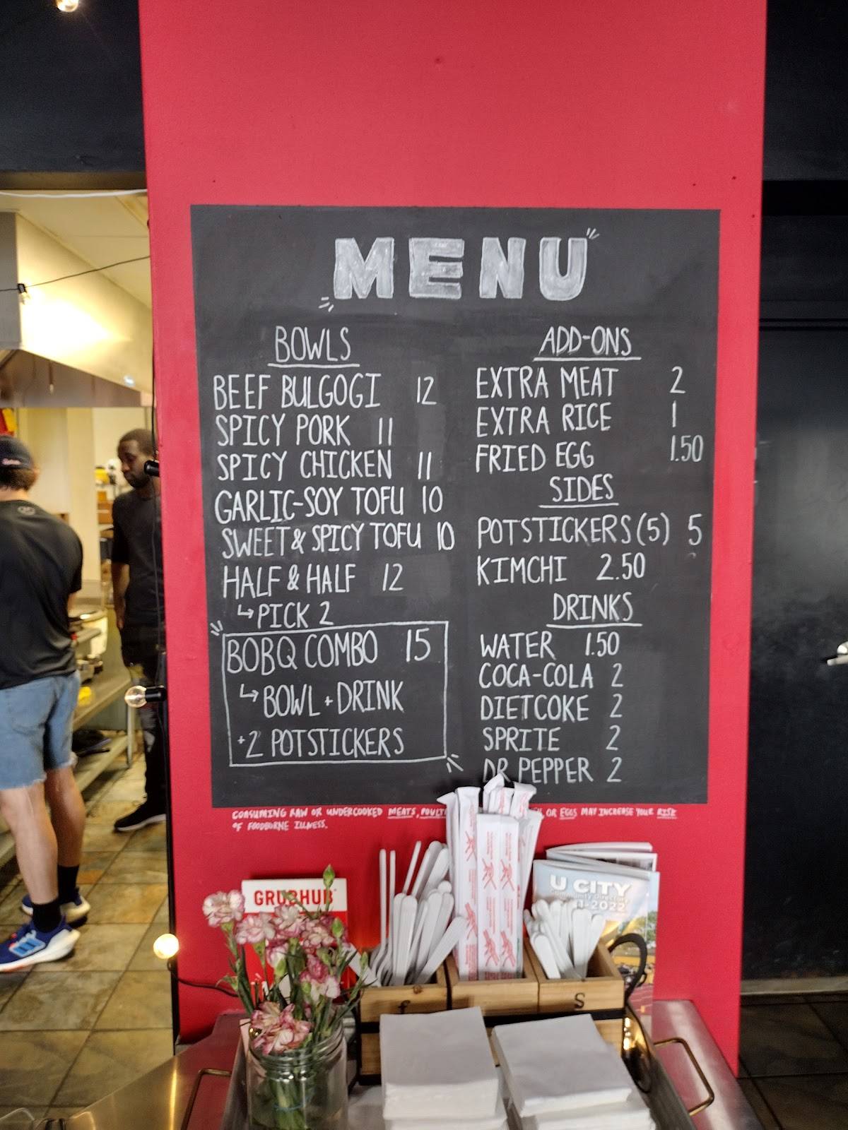 Menu at BOBQ restaurant, St. Louis
