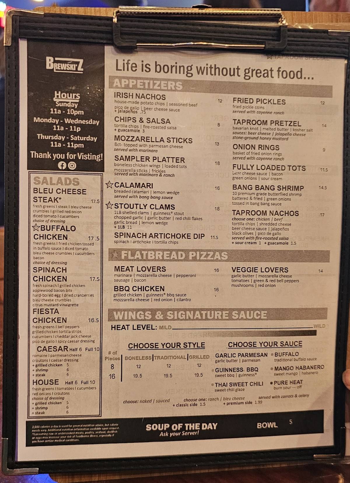 Menu at BREWSKI'Z Bar & Grill, Bolingbrook, S Weber Rd