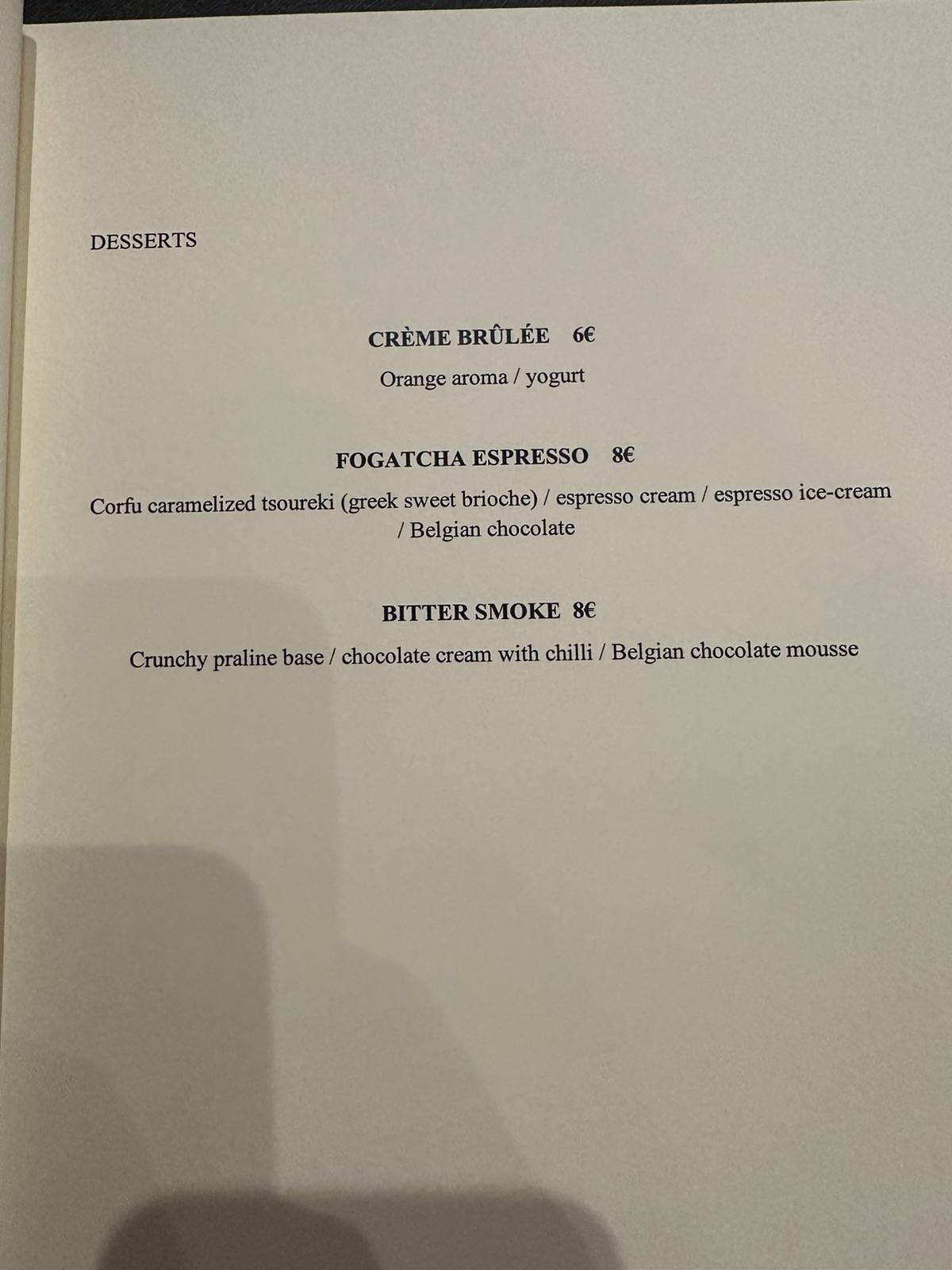 Menu at BRISK RESTAURANT "Greek Creative Cuisine", Corfu