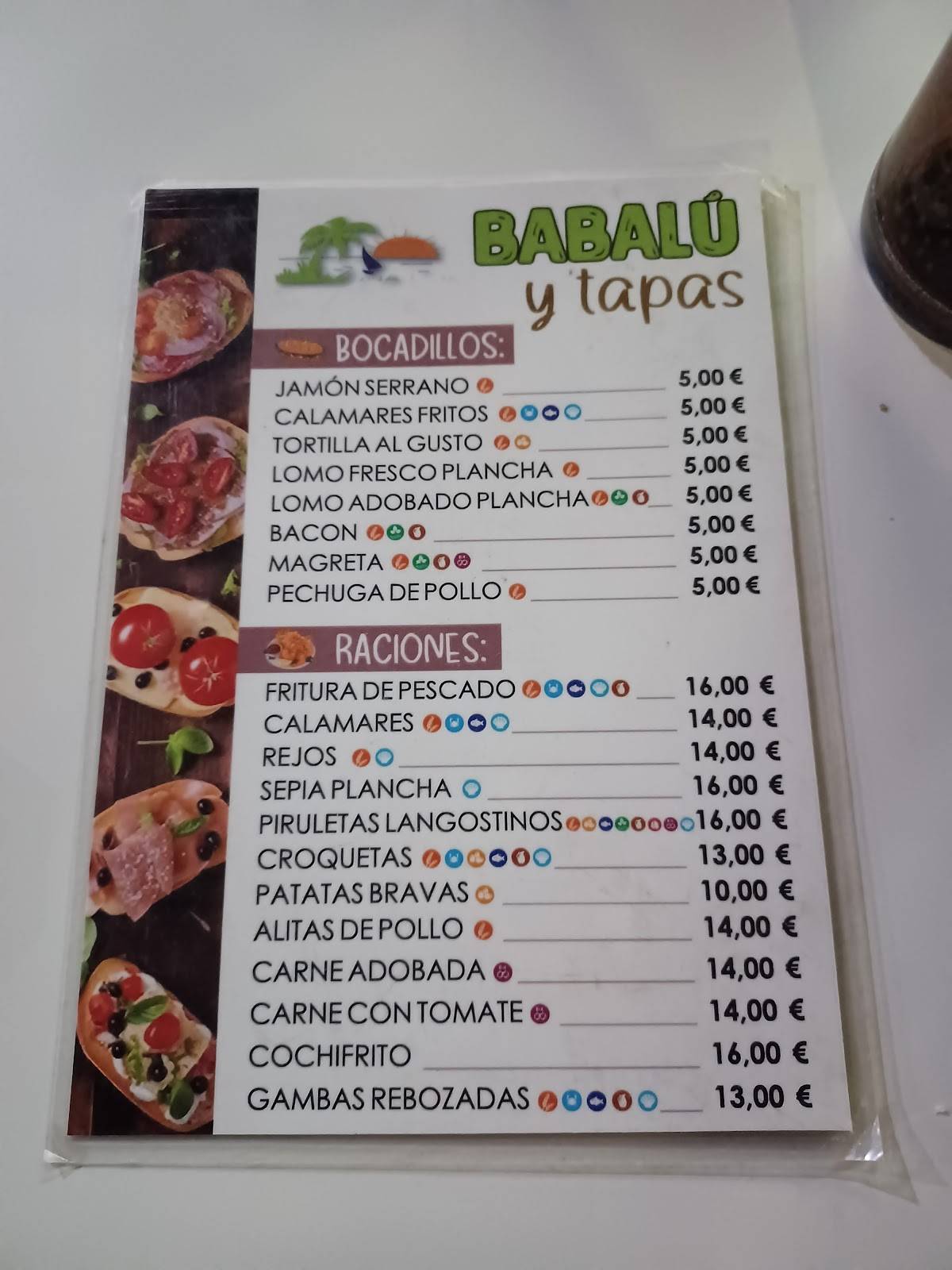 Menu at Babalu y tapas pub & bar, Puertollano