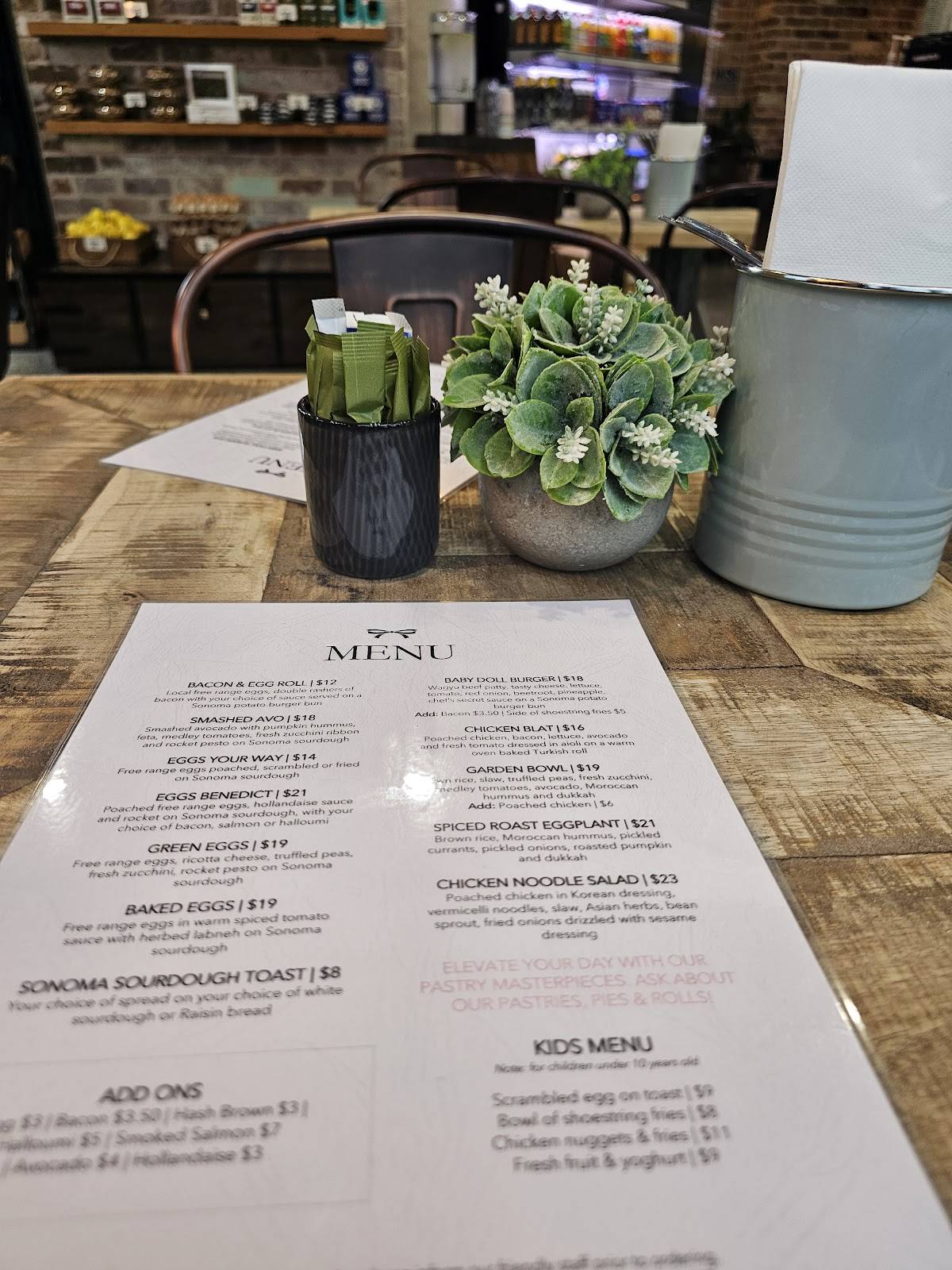Menu at Baby Doll Bakery, Cranebrook