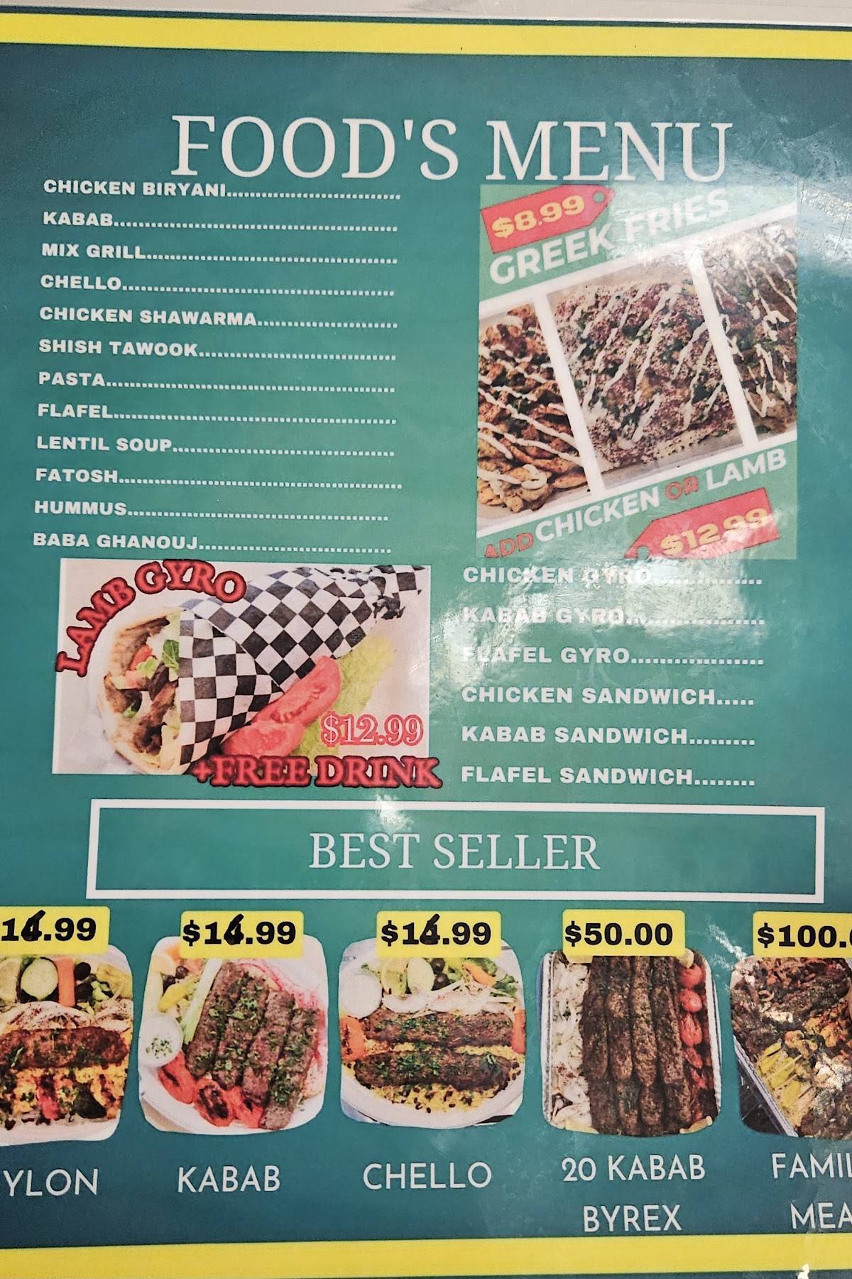 Menu at Babylon Restaurant, Everett, 615 112th St SE #D
