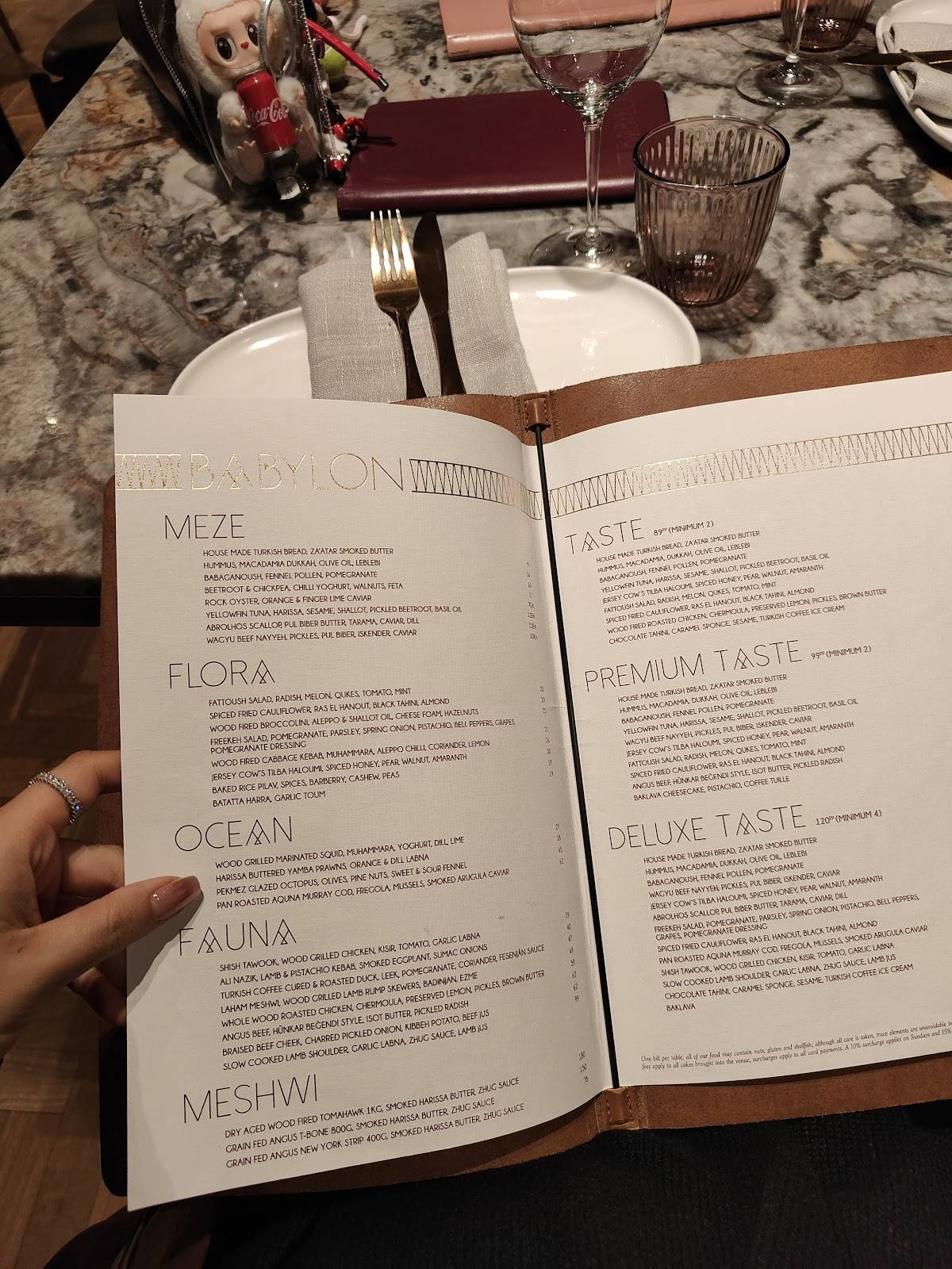 Menu at Babylon Rooftop & Garden Bar, Sydney