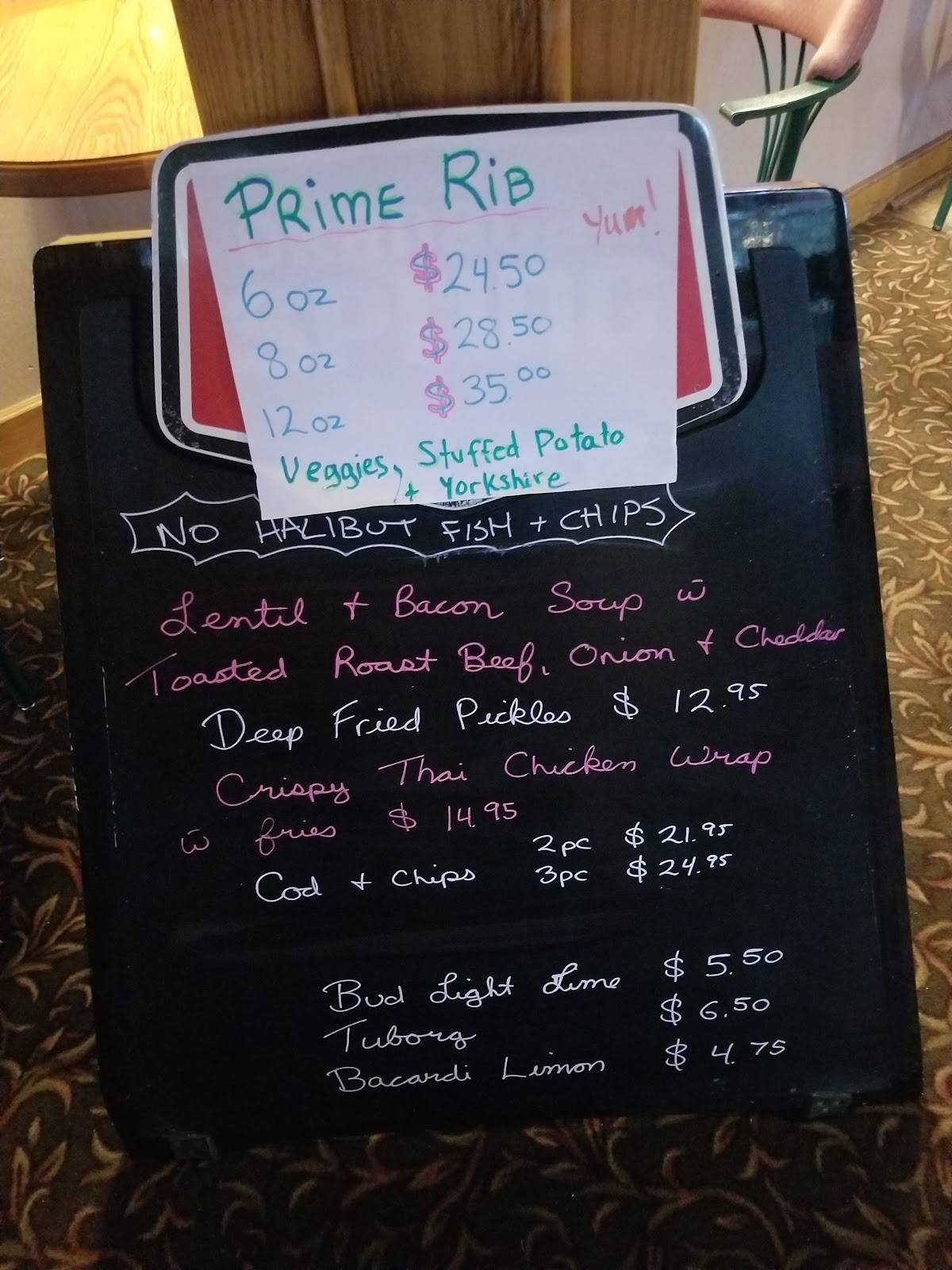Menu at Back Eddy Pub, Terrace