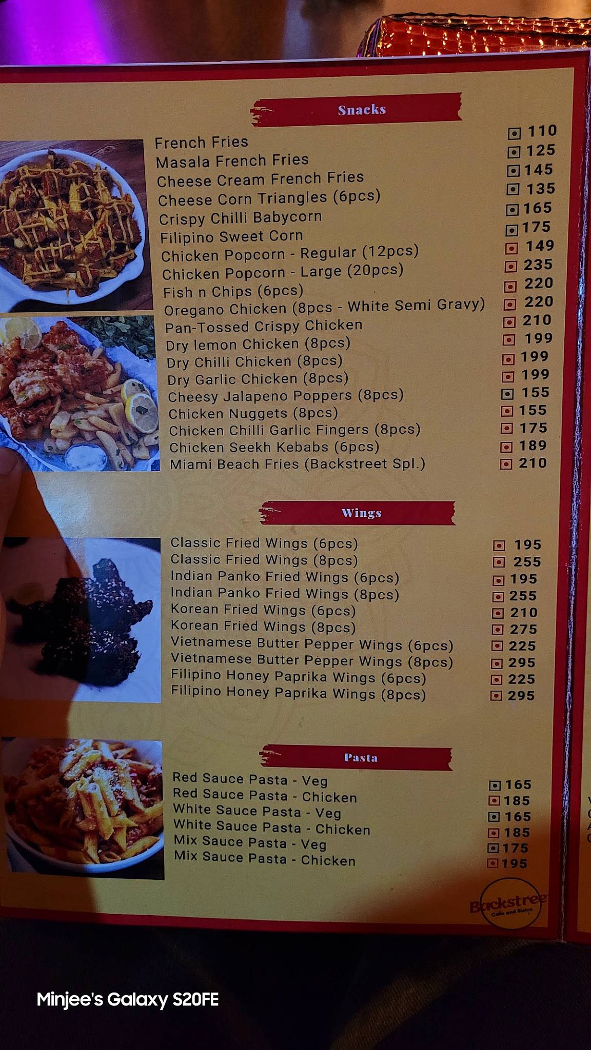Menu at Backstreet Cafe & Bistro, Kolkata