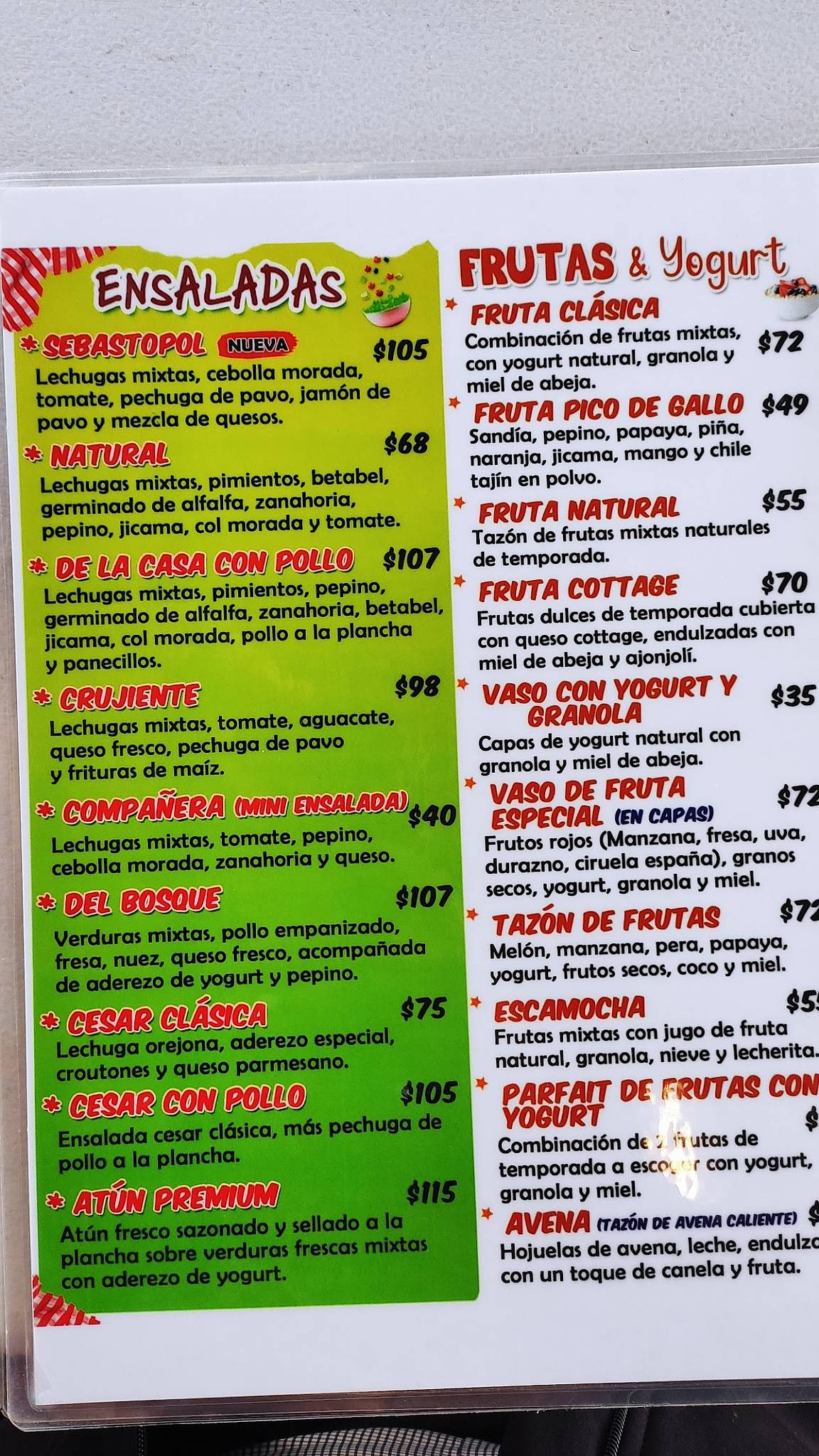 Carta del restaurante Bagguets El Ponce, Guamúchil