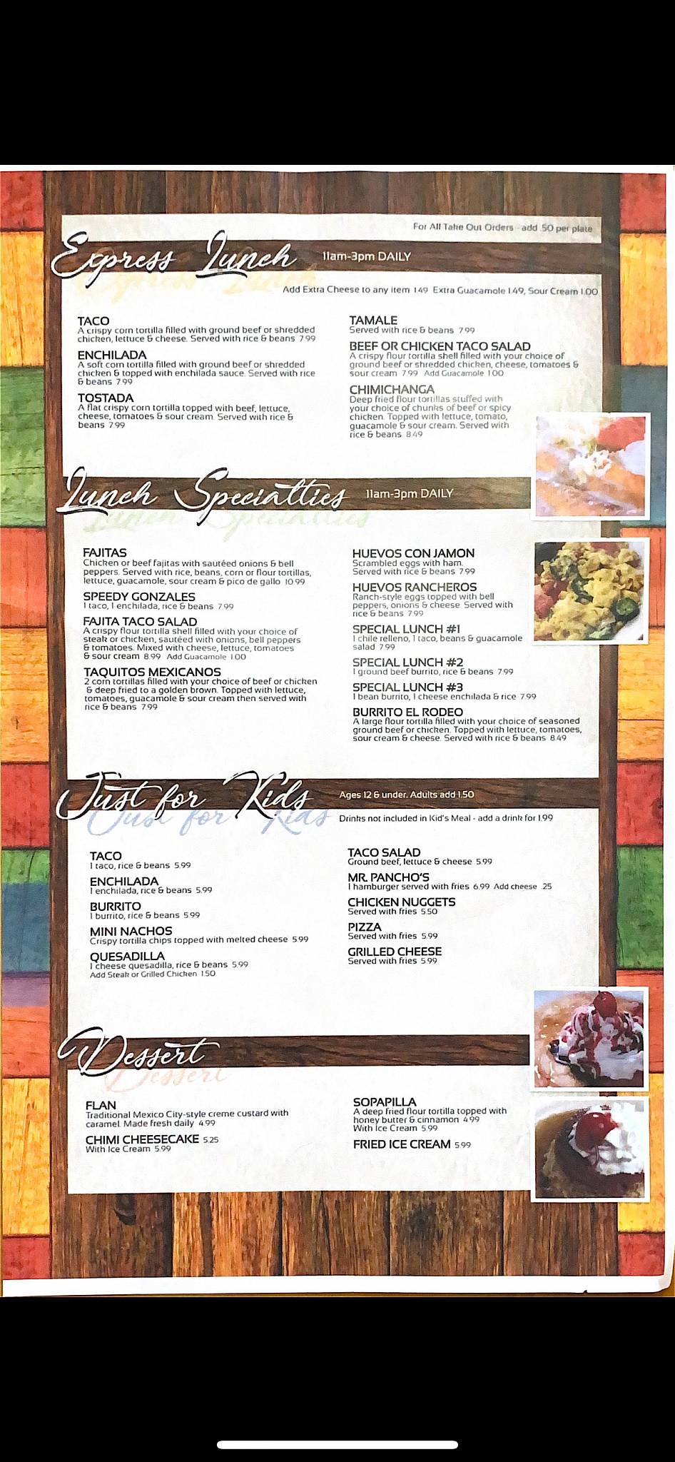 Menu at El Rodeo restaurant, Ball