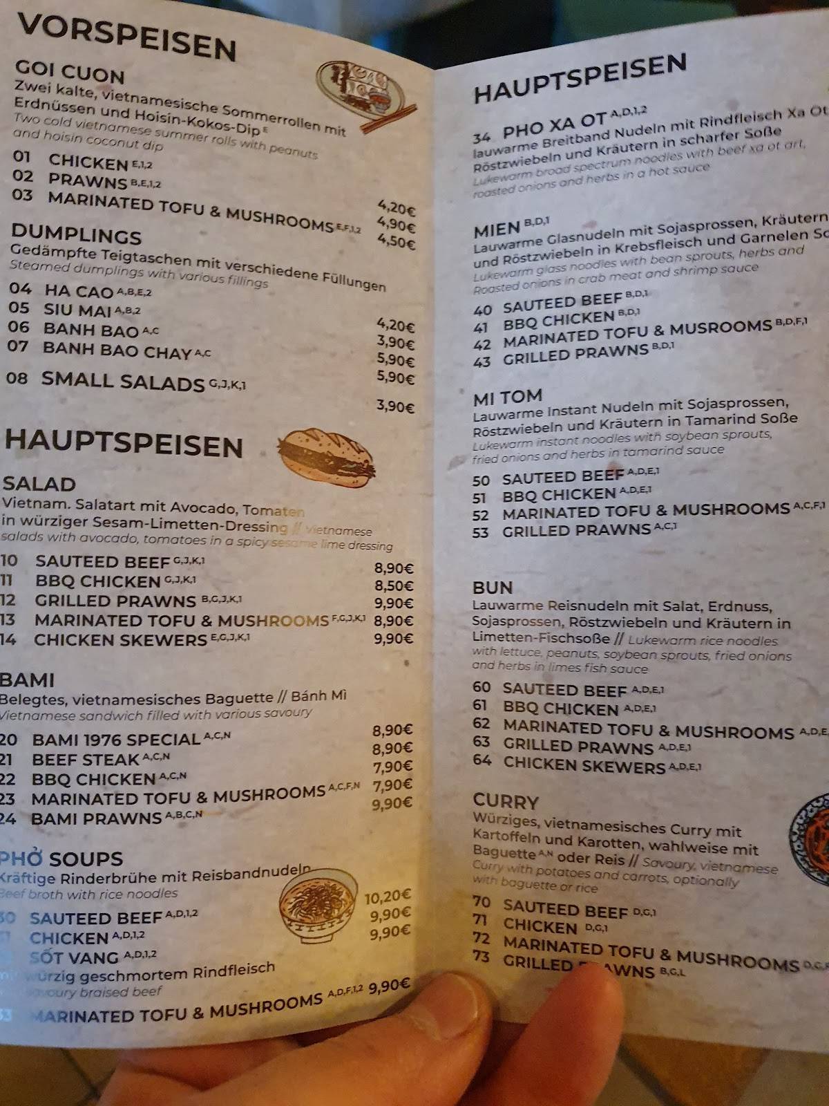 Speisekarte von Bami House 1976 restaurant, München, Bahnhofplatz 7