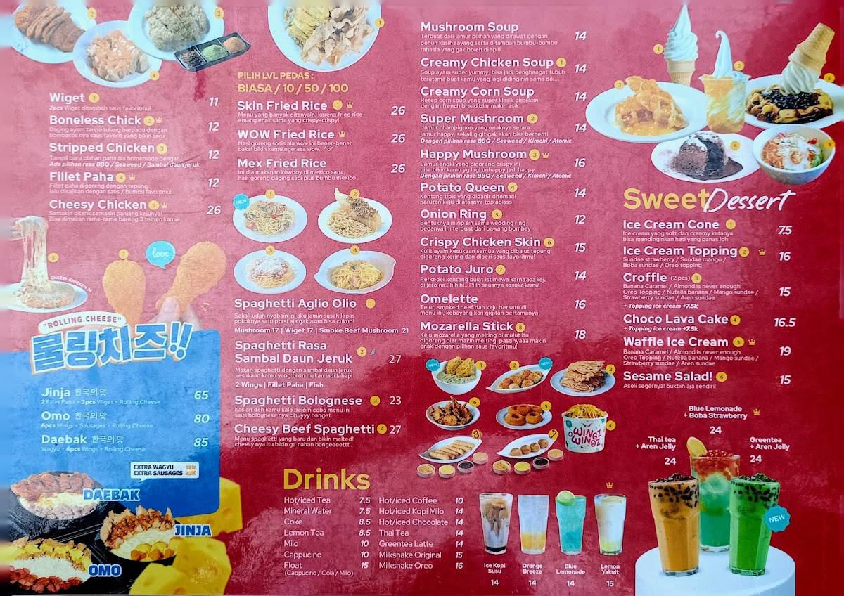 Menu at Wingz o Wingz Gegerkalong restaurant, Bandung