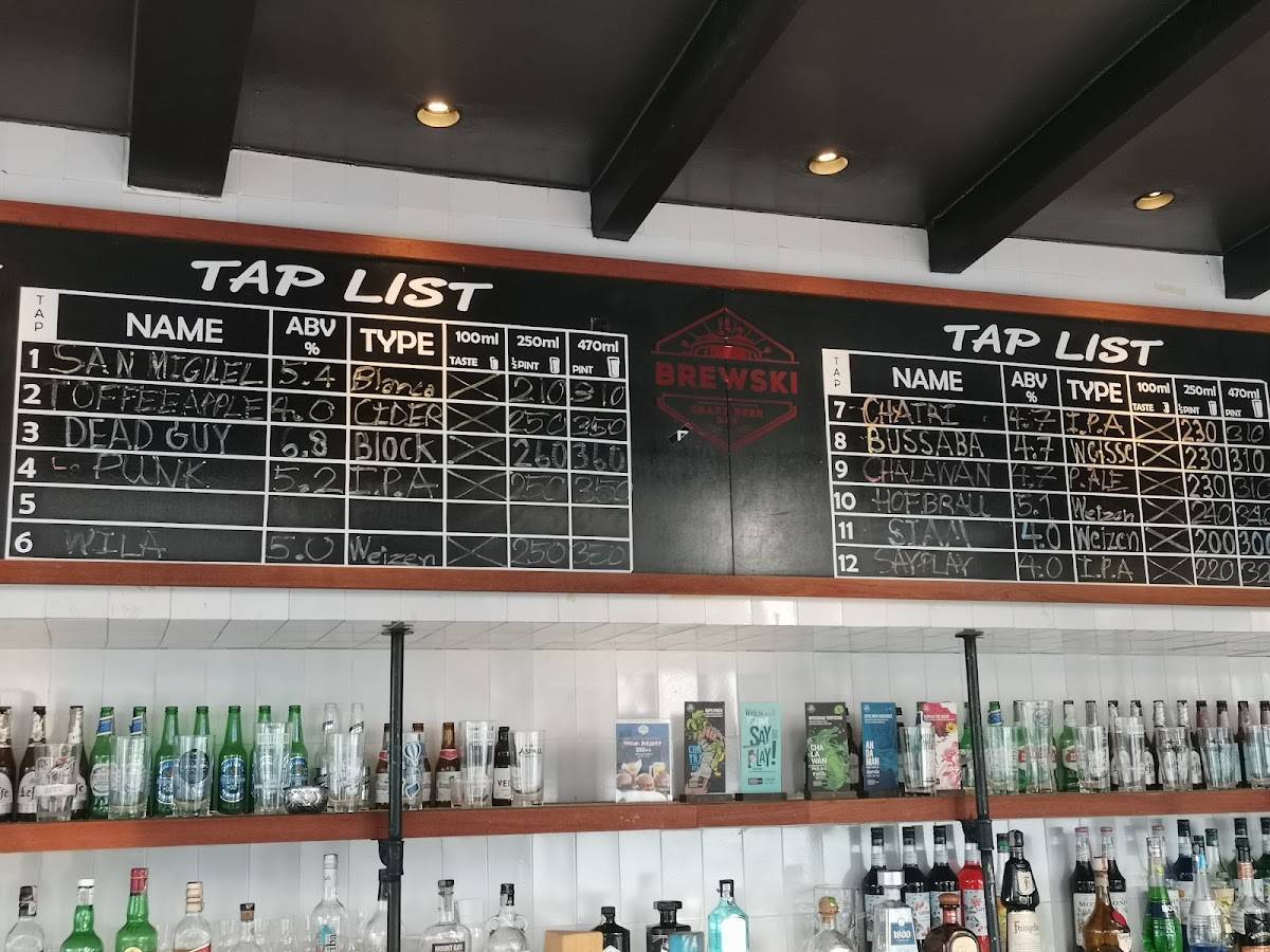 Menu at Brewski pub & bar, Bangkok