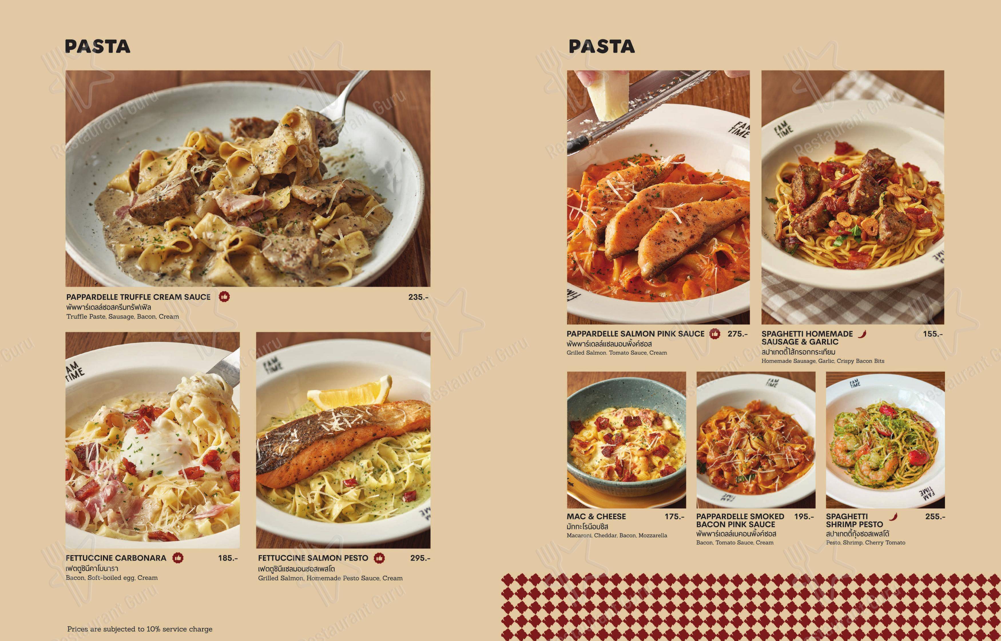 Menu at Fam Time Steak and Pasta restaurant, Bangkok, 25 5 Soi Sukhumvit 16